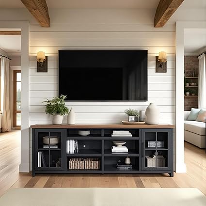 Amazon.com: Bridgevine Home Essex Modern Farmhouse 96 inch TV Stand ...