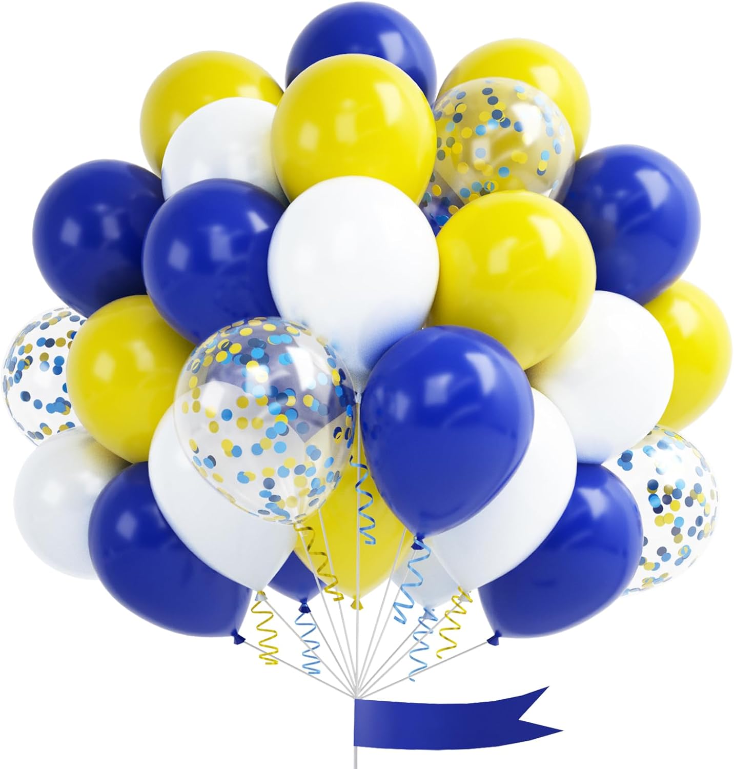 Amazon.com: Yellow Blue Balloons, 60pcs 12 Inch Blue Yellow White Balloons, Dark Blue Gold ...