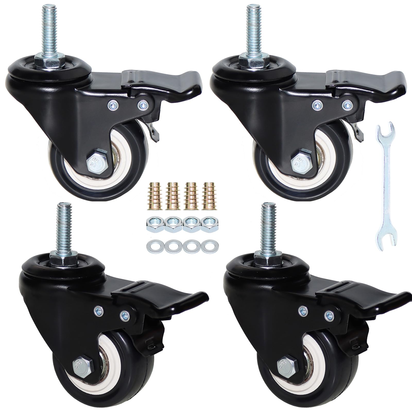 Snapklik.com : 2 Caster Wheels, Swivel Stem Casters 5/16 - 18x1 (Screw ...