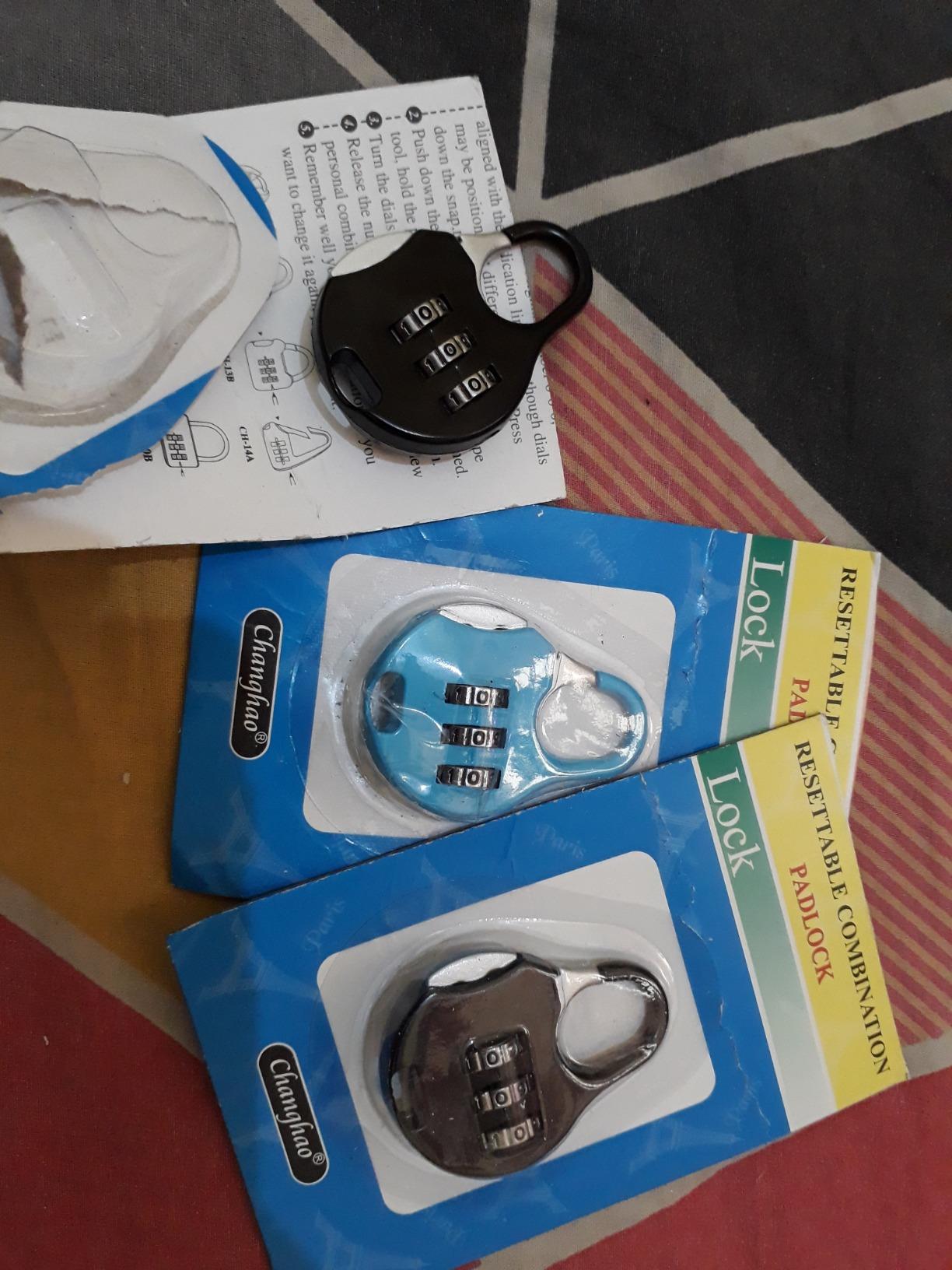 (set of 3) 3 Digit Resettable code Password Number Lock Combination Bag ...