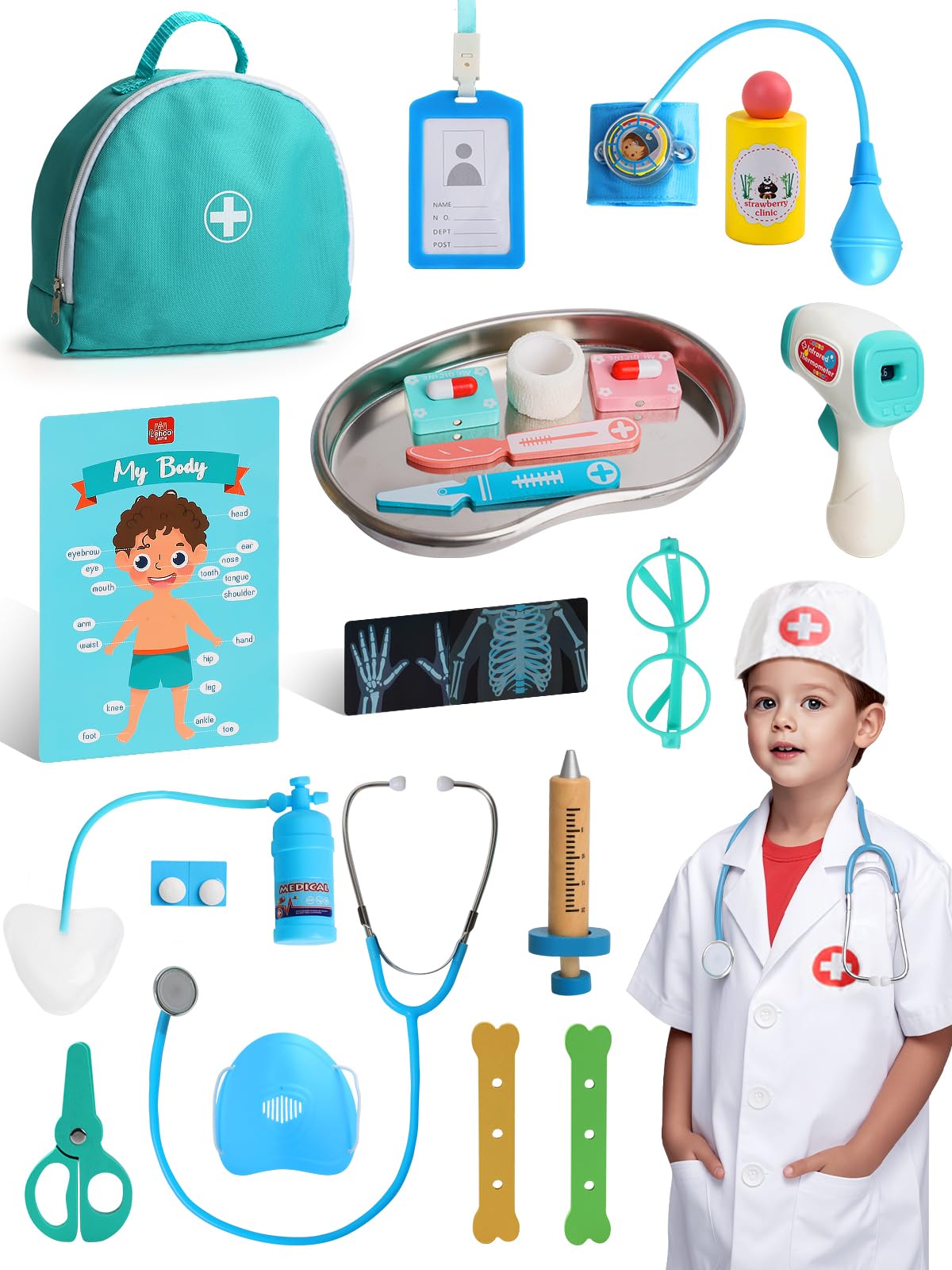 Lehoo Castle Kids Doctor Set, Toy Medical Kits 25 PCS, Pretend Play ...