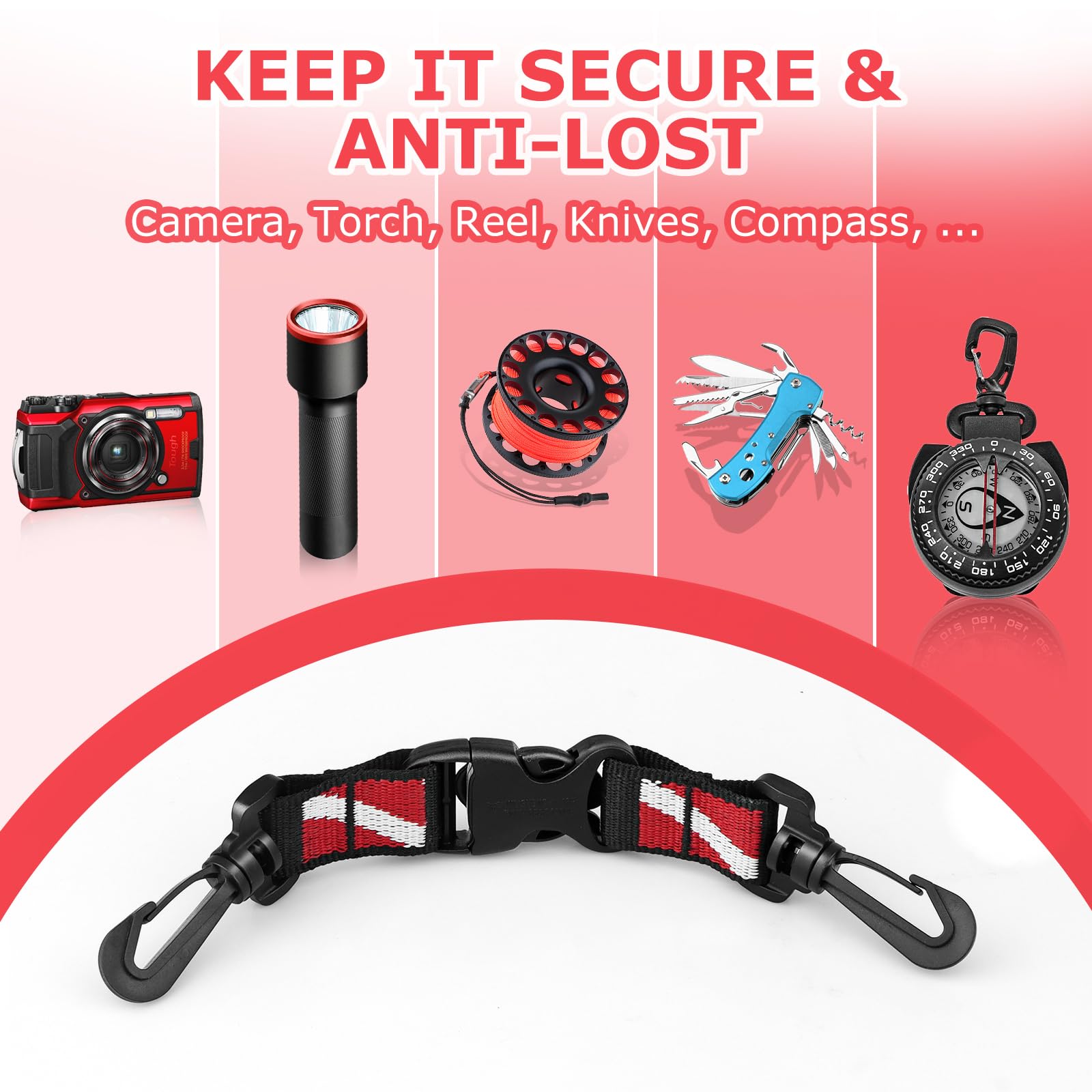 Snapklik.com : OVOVFANY 2Pack Scuba Lanyard Clip, Heavy Duty Diving ...