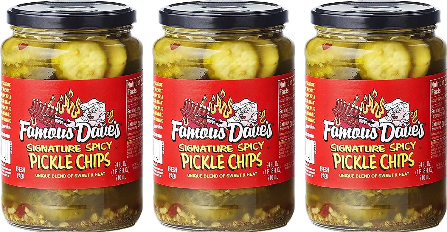 Amazon.com : Famous Dave's Signature Spicy Pickles 24oz Glass Jar (Pack ...