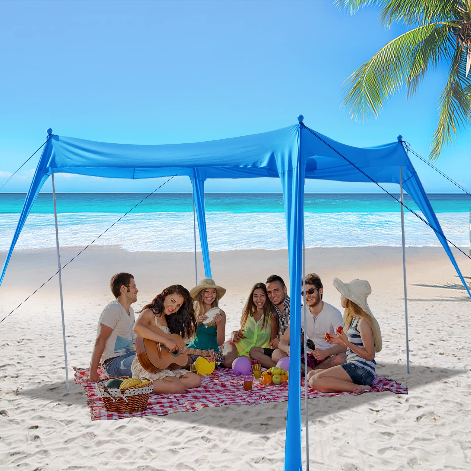 MVMOD Beach Sun Shade Tent Pop Up Sun Shelter, 10 x 10ft, UPF50 ...