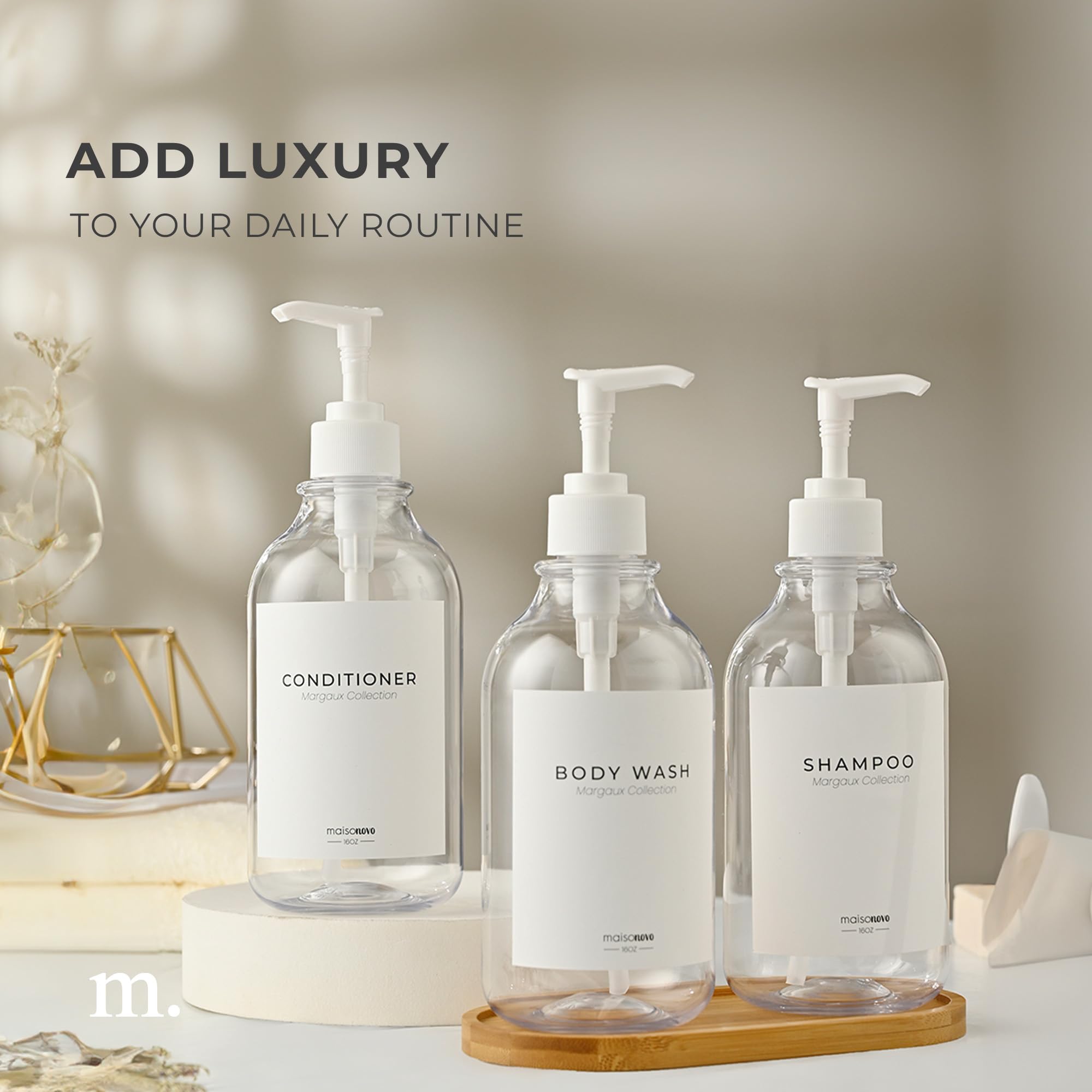 Snapklik.com : Shampoo And Conditioner Bottles Set Of 3 Clear Shower ...