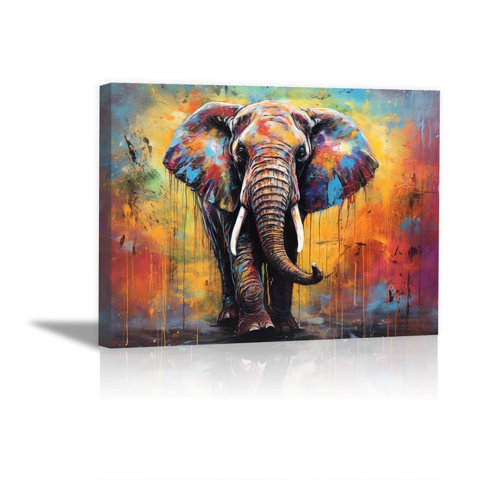 Arte Abstracto Colorido De Elefantes Pintura De Elefante Abstracto