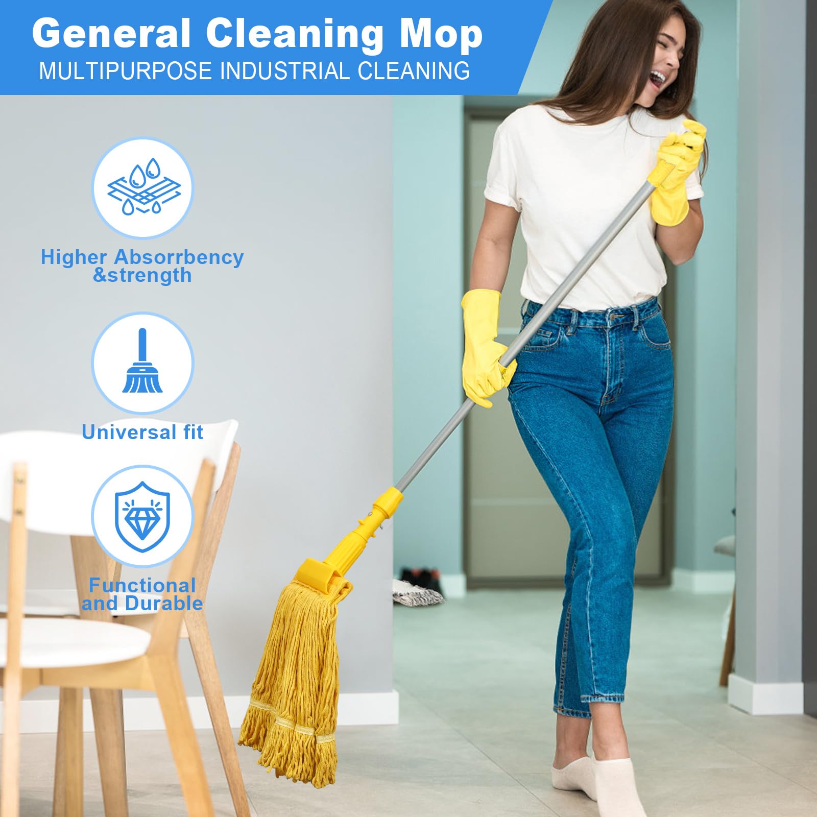Snapklik.com : Pack Of 2 Heavy Duty Commercial Mop Head Replacement ...