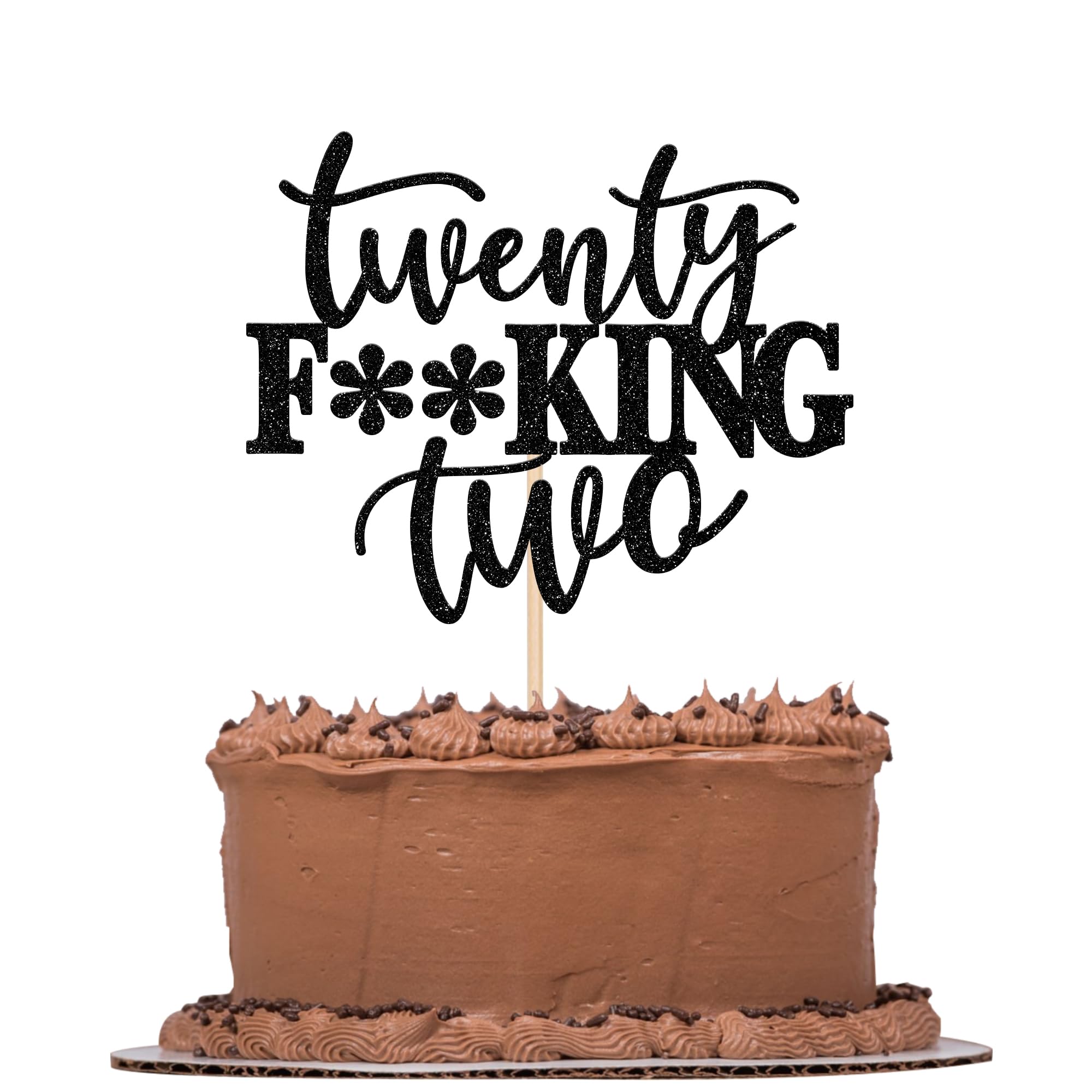 1 PCS Happy 22nd Birthday Cake Topper Black Glitter Twenty Two Cake ...