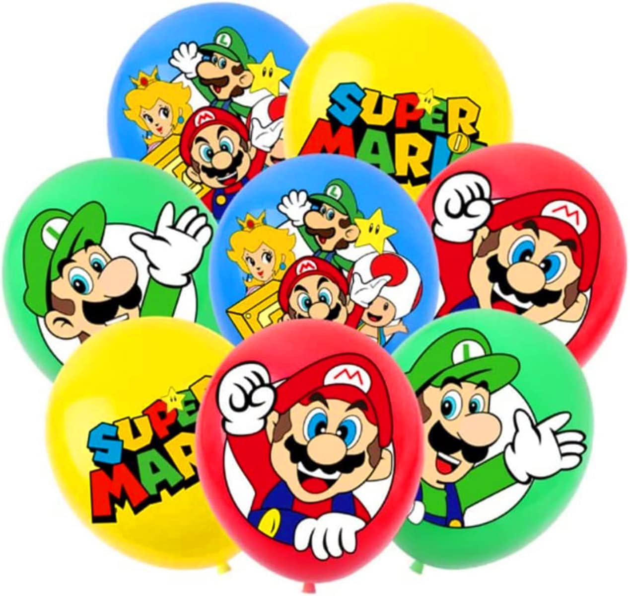 24PCS Mario Balloons Latex Balloons Set Mario Birthday Party Supplies ...