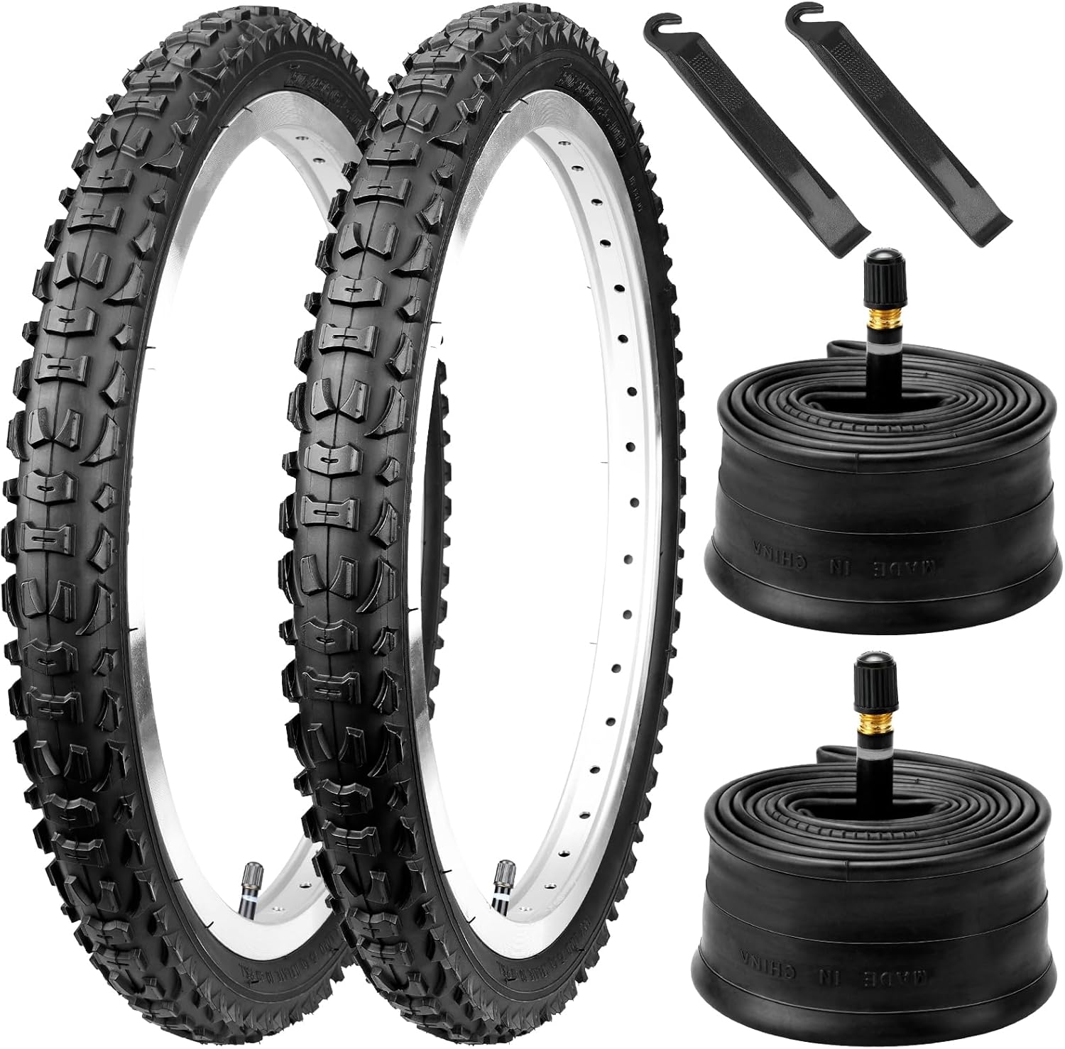 Amazon.com : 20" Bike Tires 20x1.95 and 20" Bike Tires Schrader Valve with 2 Tire Levers for ...
