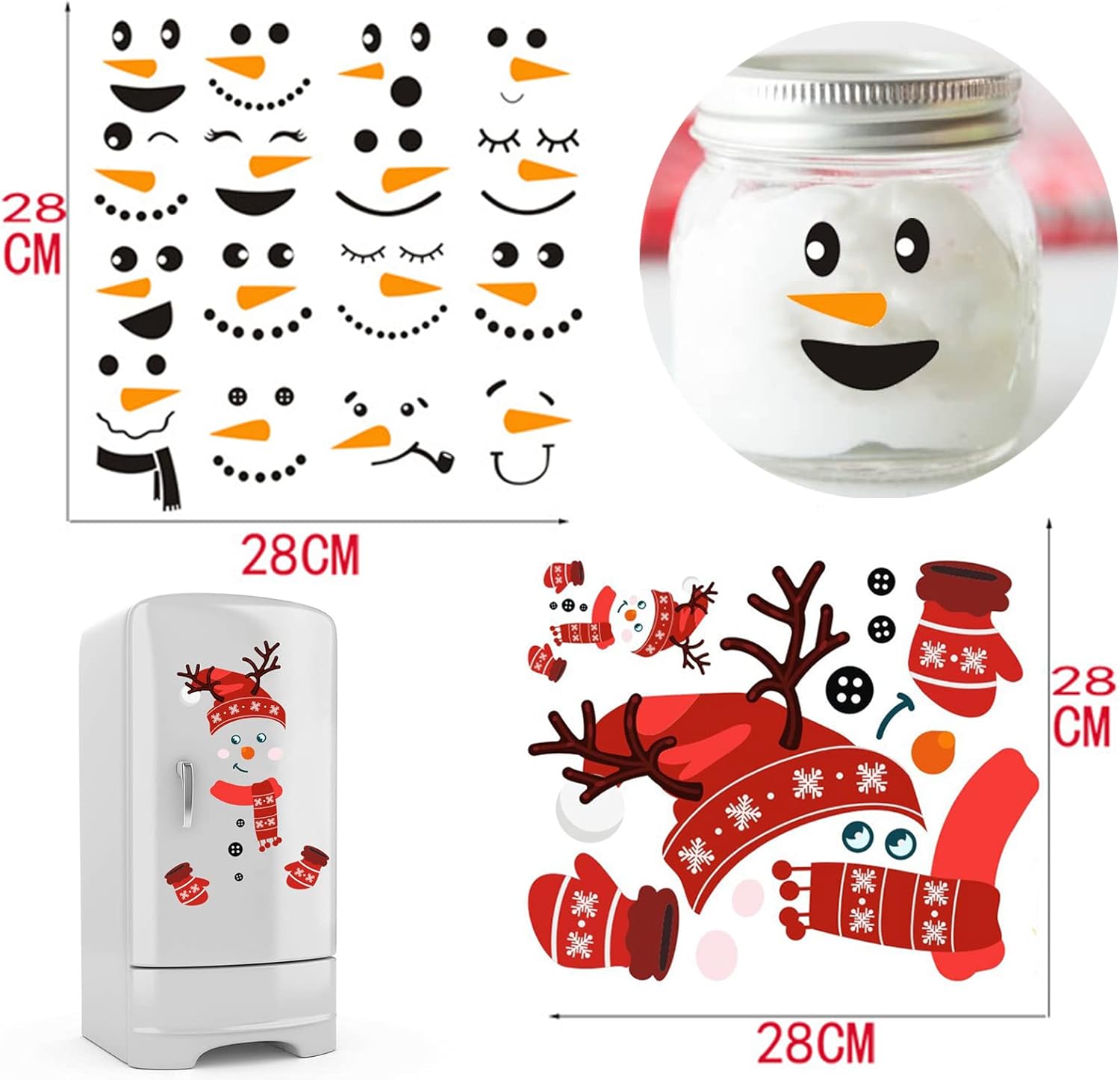 Buy Snowman Face Stickers for Crafts Cute Snowman Decals Christmas Wall ...