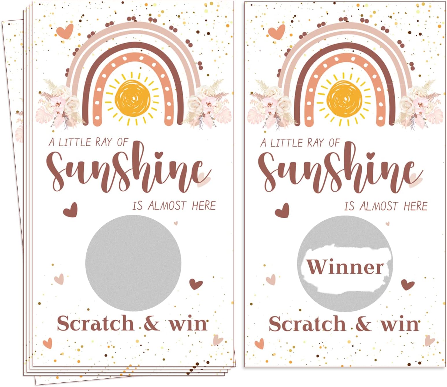 Amazon.com : Jexine 60 Pieces Rainbow Baby Shower Scratch off Game ...