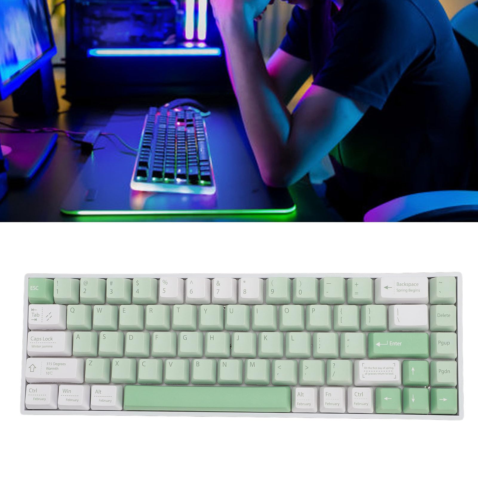 Snapklik.com : 60% Gaming Mechanical Keyboard, Triple Mode BT5.0/2.4G ...
