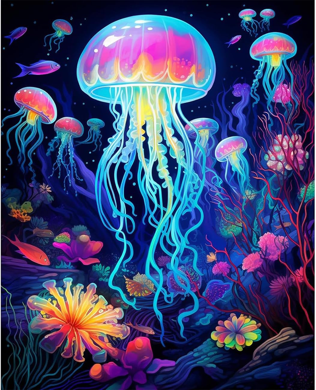 Amazon.com: EIBEILI Diamond Painting Kits for Adults Glowing Jellyfish ...