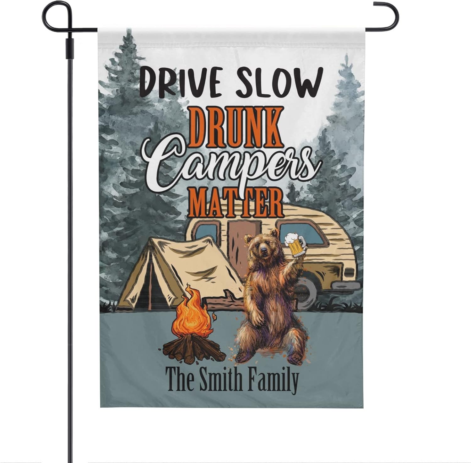 Amazon.com : Watercolor Forest RV Camper Tent Bear Funny Personalized ...