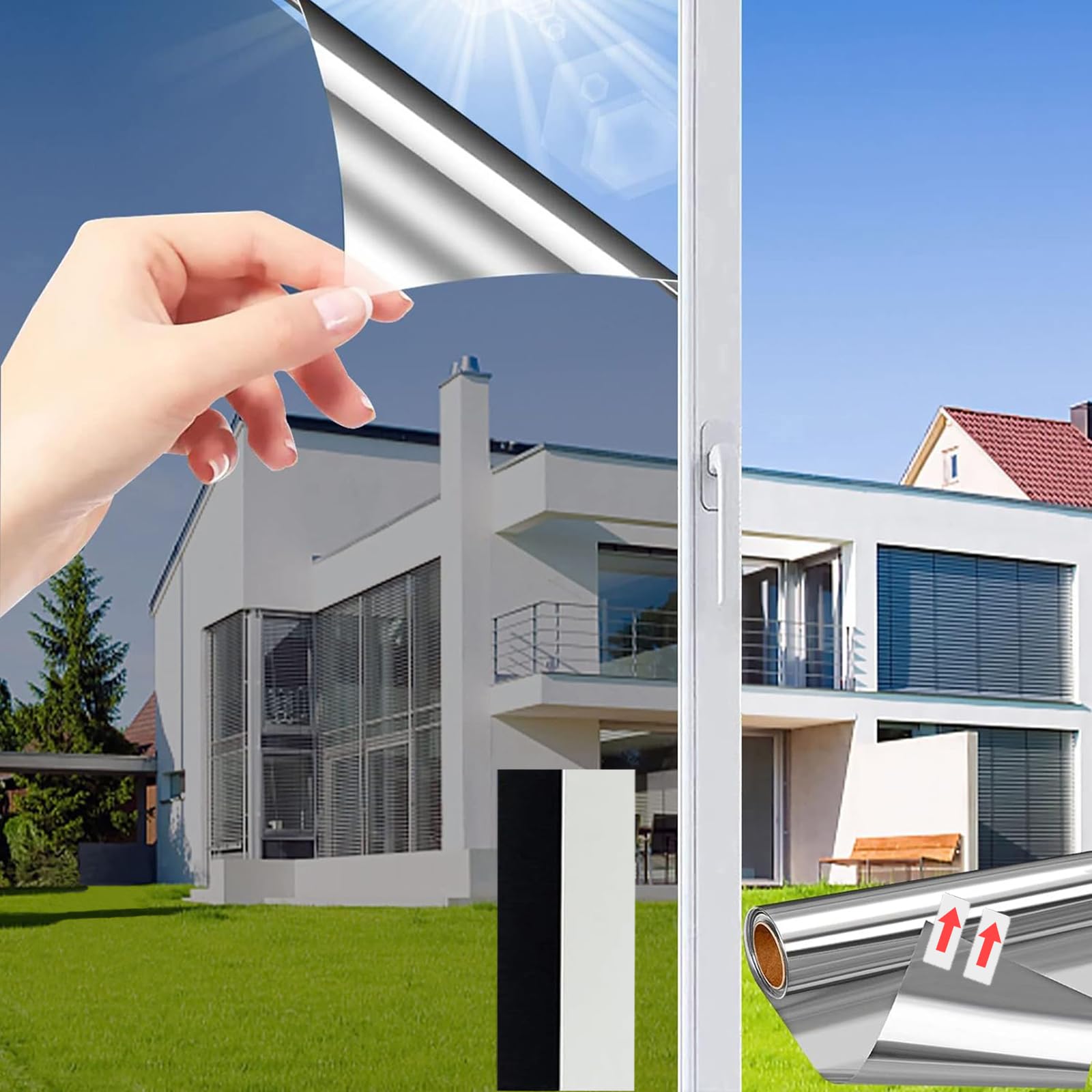 Gutsbox Window Vinyl Privacy Film Anti Sun Glare Window Film Reflective ...