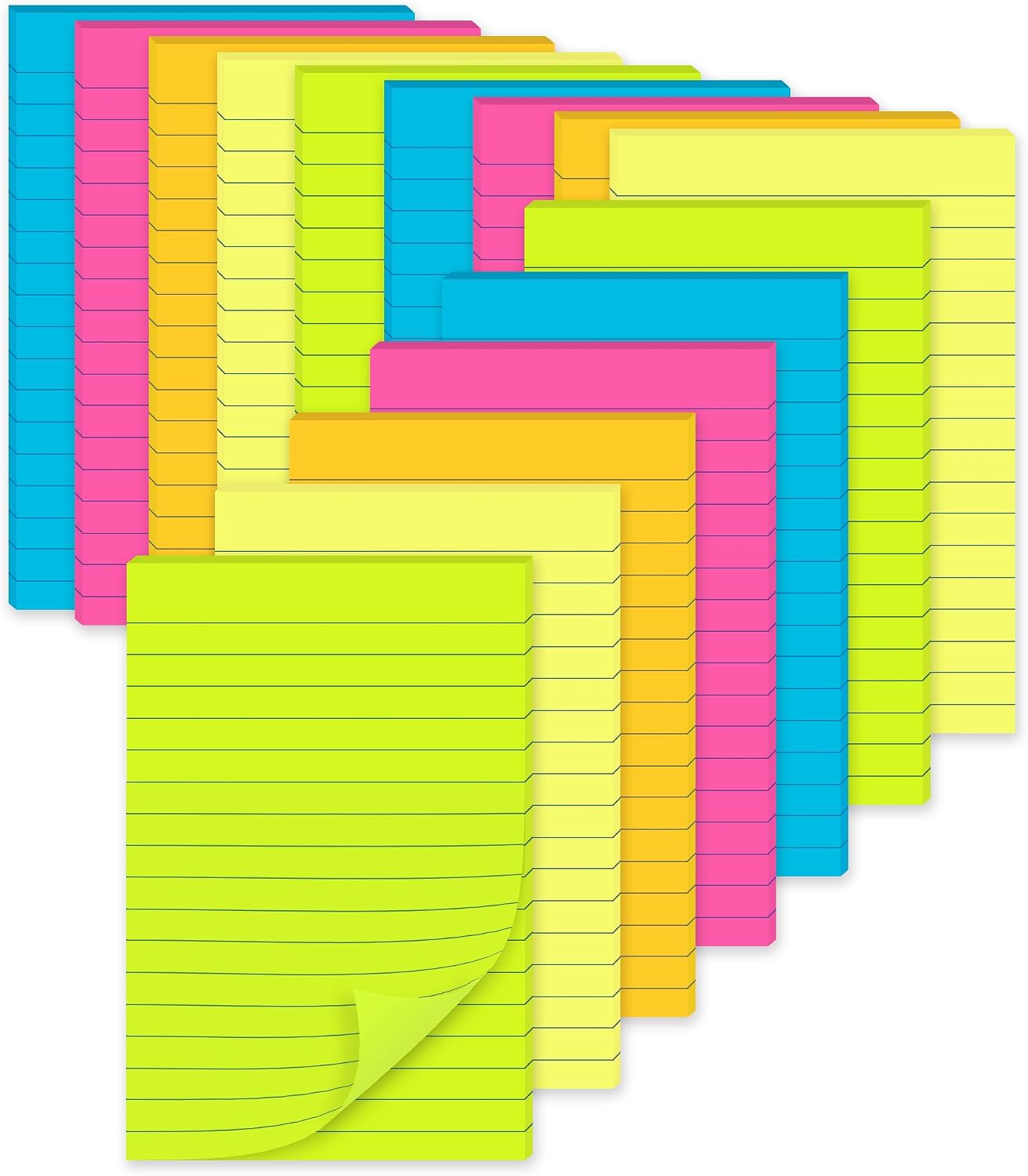 Amazon.com : (15 Pads) Lined Sticky Notes 4x6 in Post, Large Sticky ...
