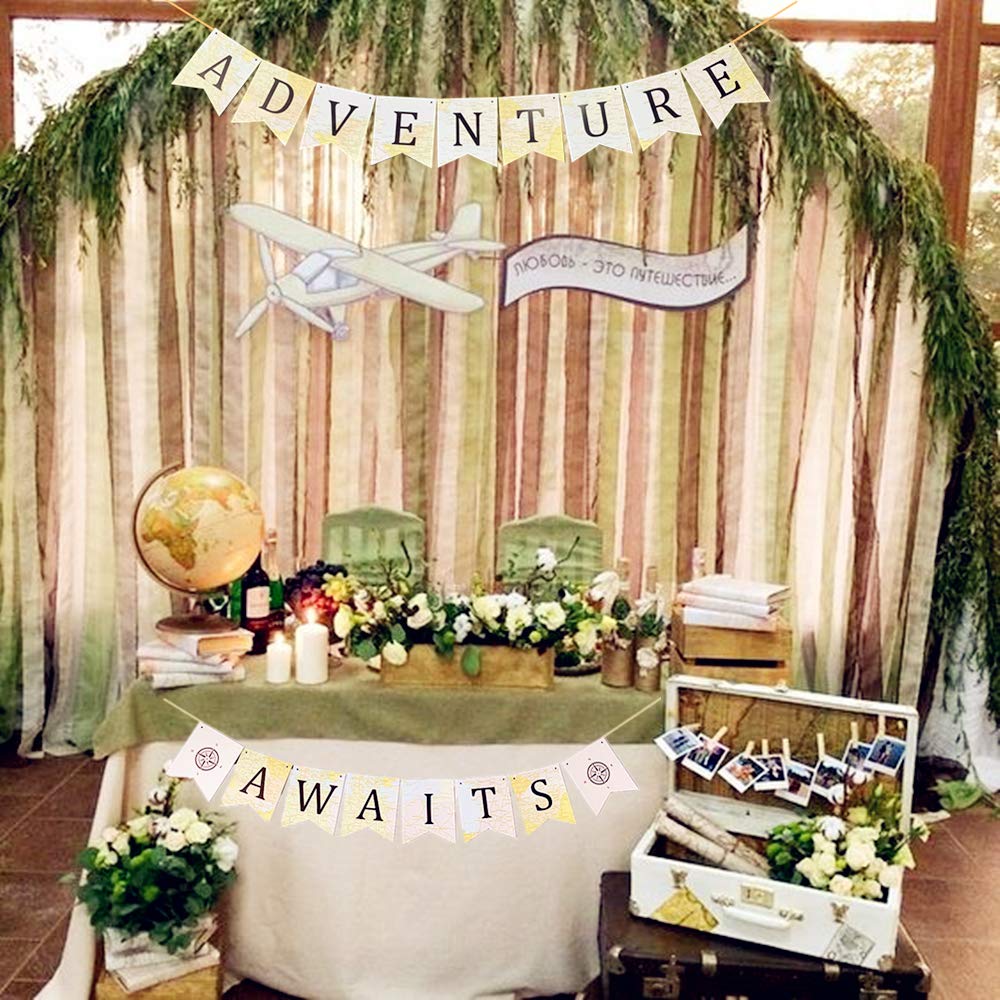 JeVenis Adventure Awaits Banner Bon Voyage Banner Travel Theme Banner ...