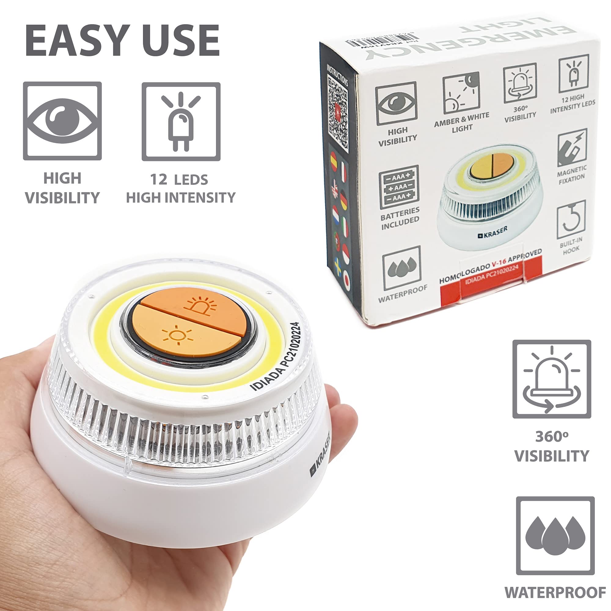 KRASER KR4V16WP3 Pack 3 Road Flares, Emergency Disc Beacon, Safety ...