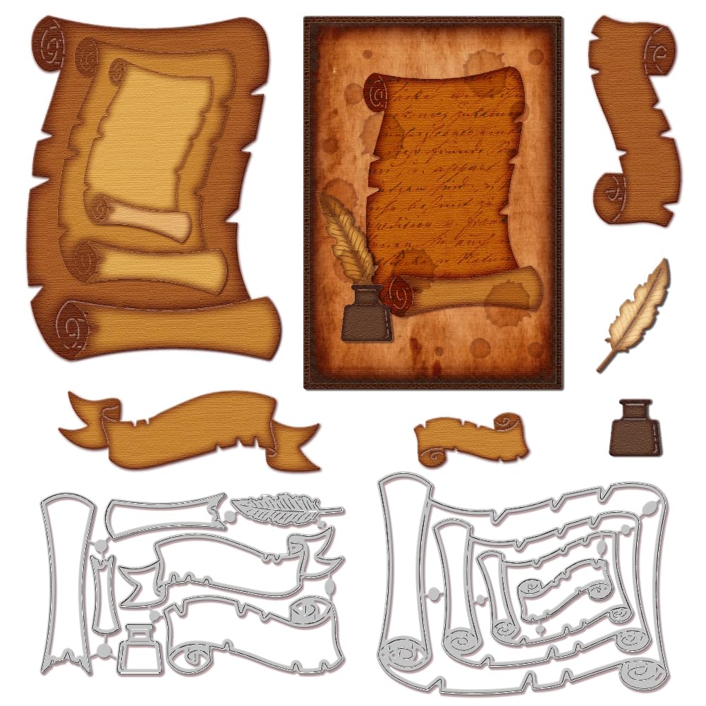 Amazon.com : GLOBLELAND Scrolls Banners Feather Cutting Dies for Card ...