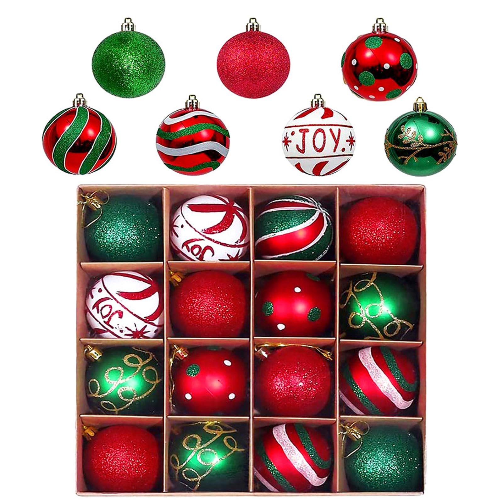 Amazon.com: Christmas Tree Ornaments Set, 16ct Elf Red Green White ...