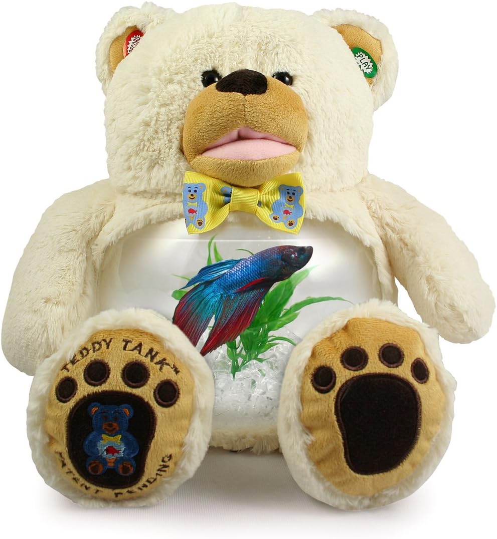 Amazon.com : Teddy Tank Pearl White Bear Betta Fish Tank 8-Piece ...