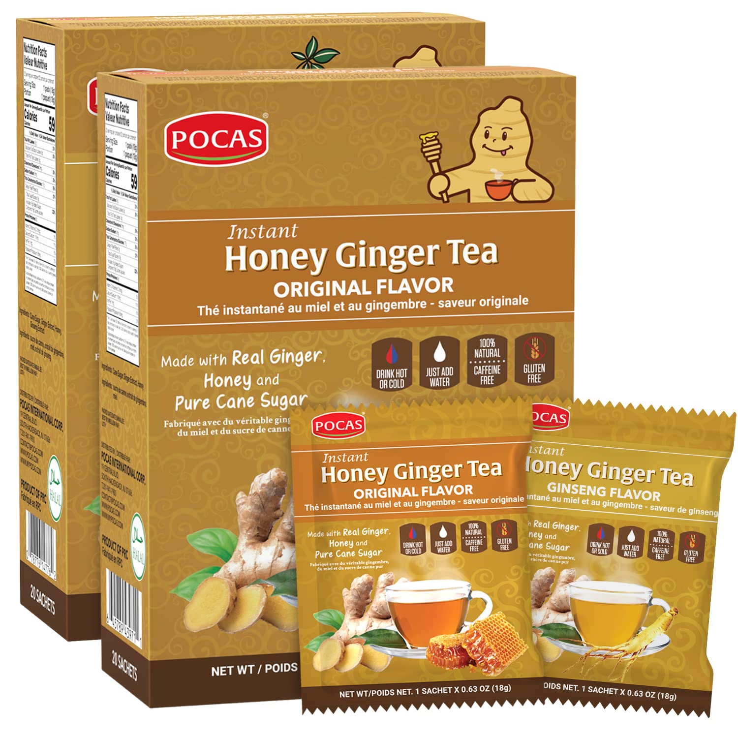 Snapklik.com : Honey Ginger Instant Tea Powder, Original & Ginseng ...