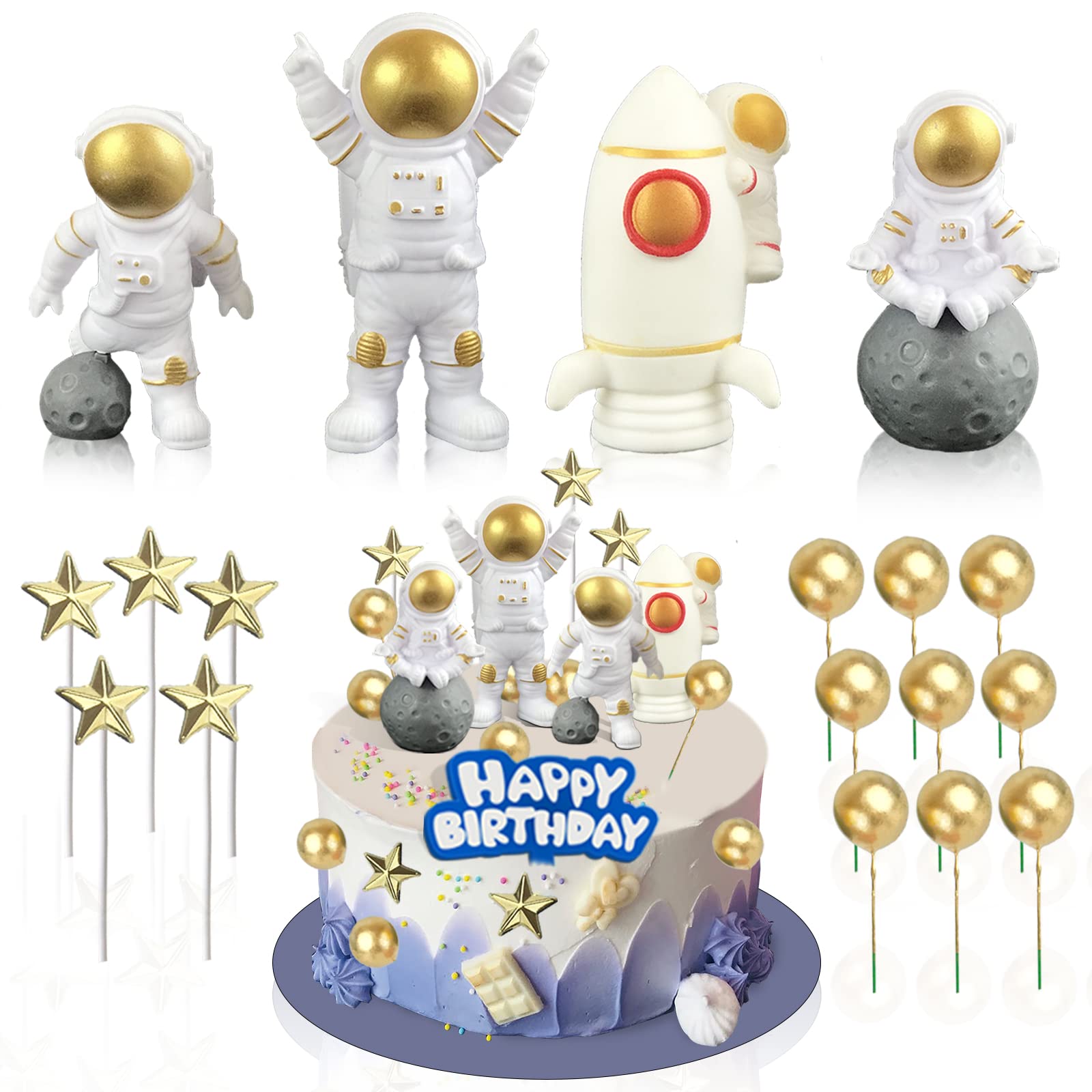 Winusd 18 Pack Astronaut Cake Topper Set Outer Space Cake | Desertcart ...