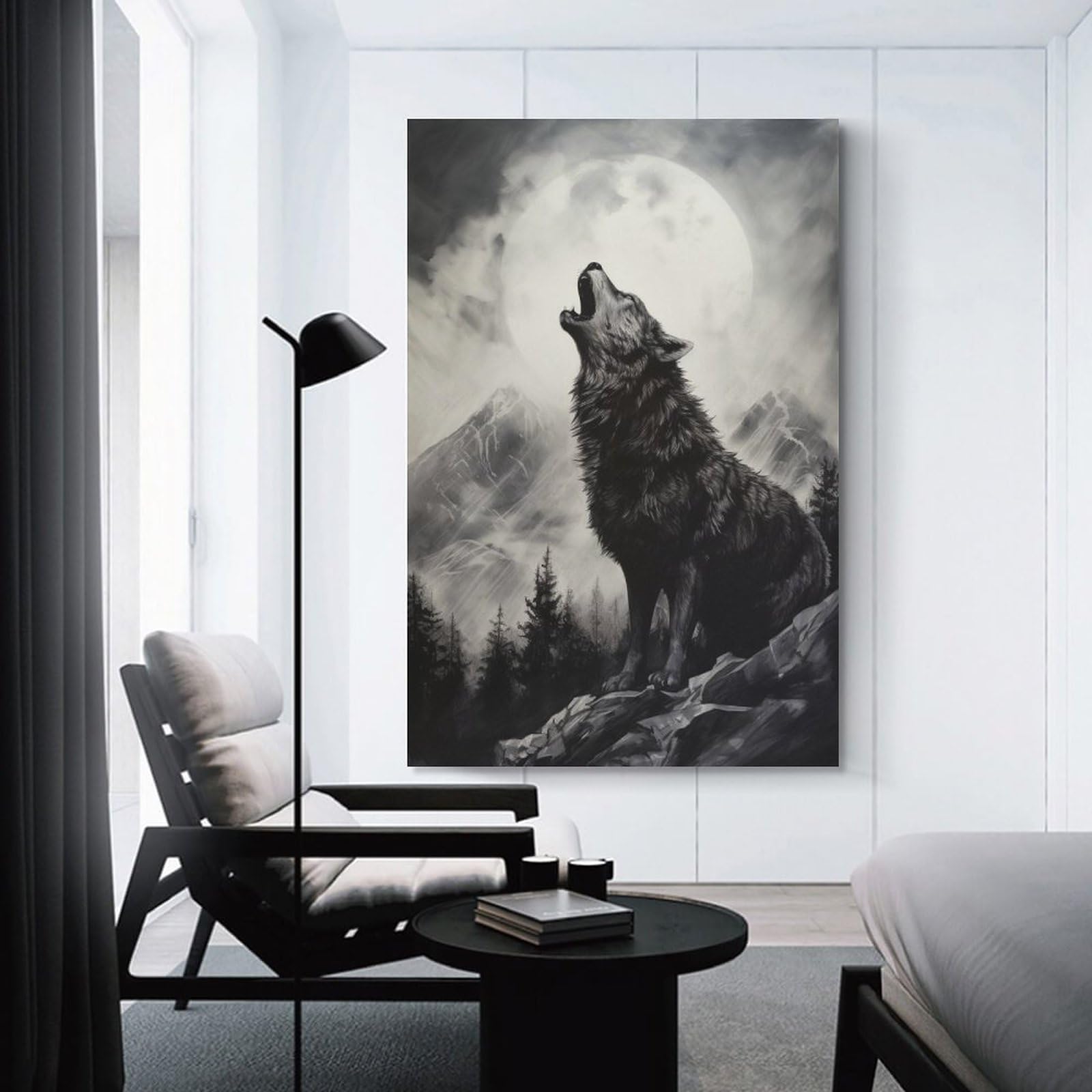 Howling Wolf Sketches Wolf Howling At The Moon, Digitale Kunst Door