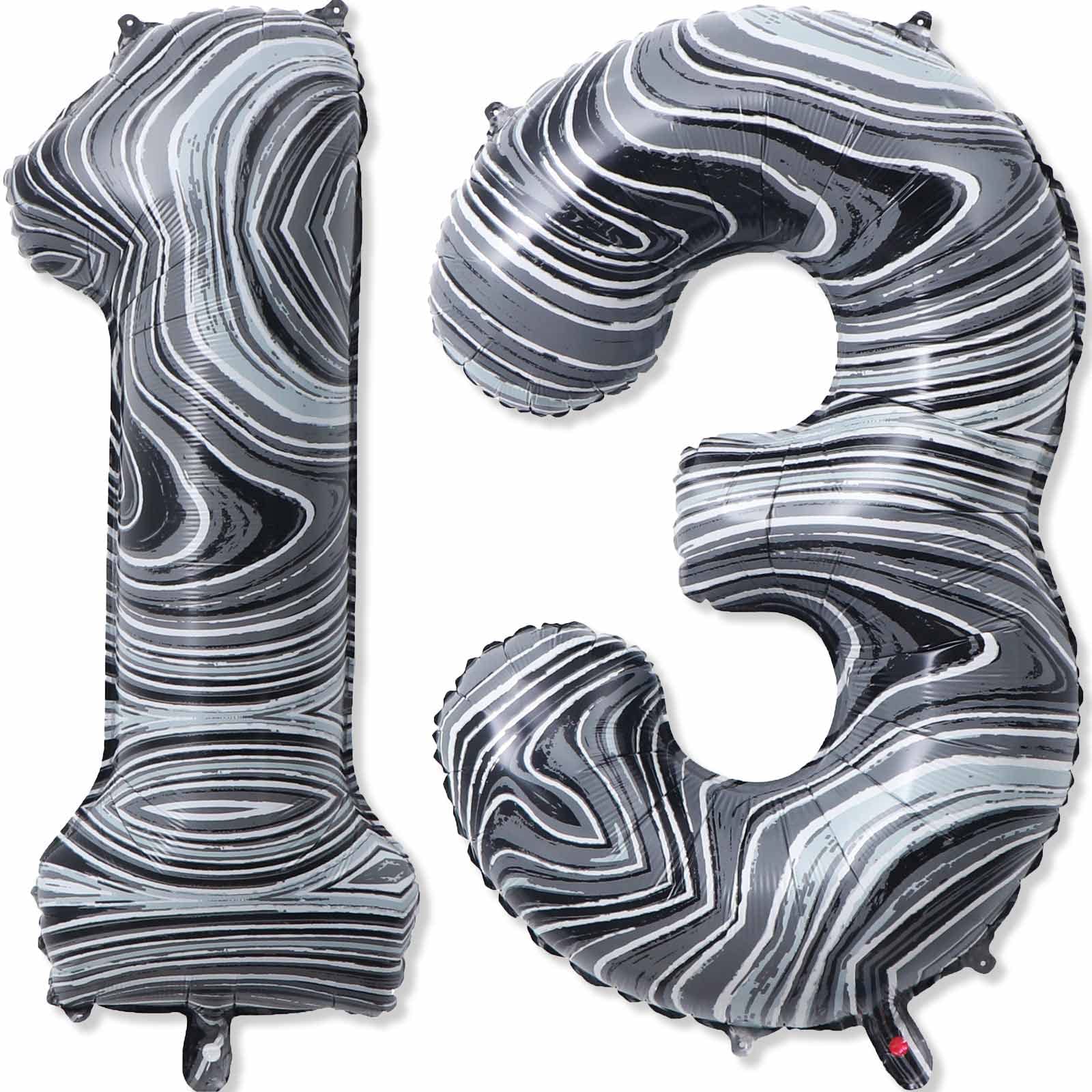 Amazon.com: 13 Balloon Number, 40 Inch Black Marble Foil Balloons Giant ...