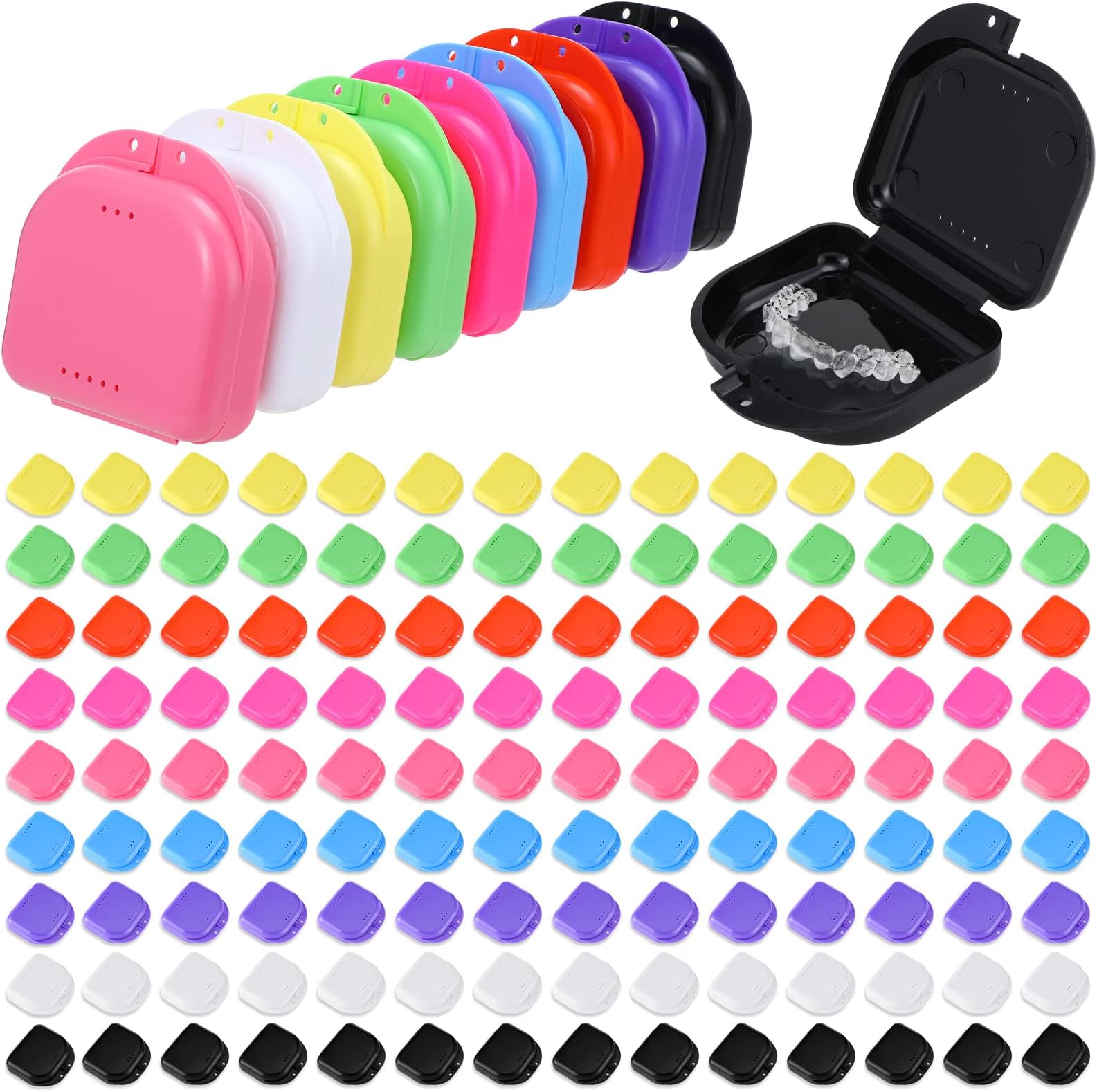Amazon.com: Sherr 120 Pcs Dental Retainer Case with Holes Denture Case ...