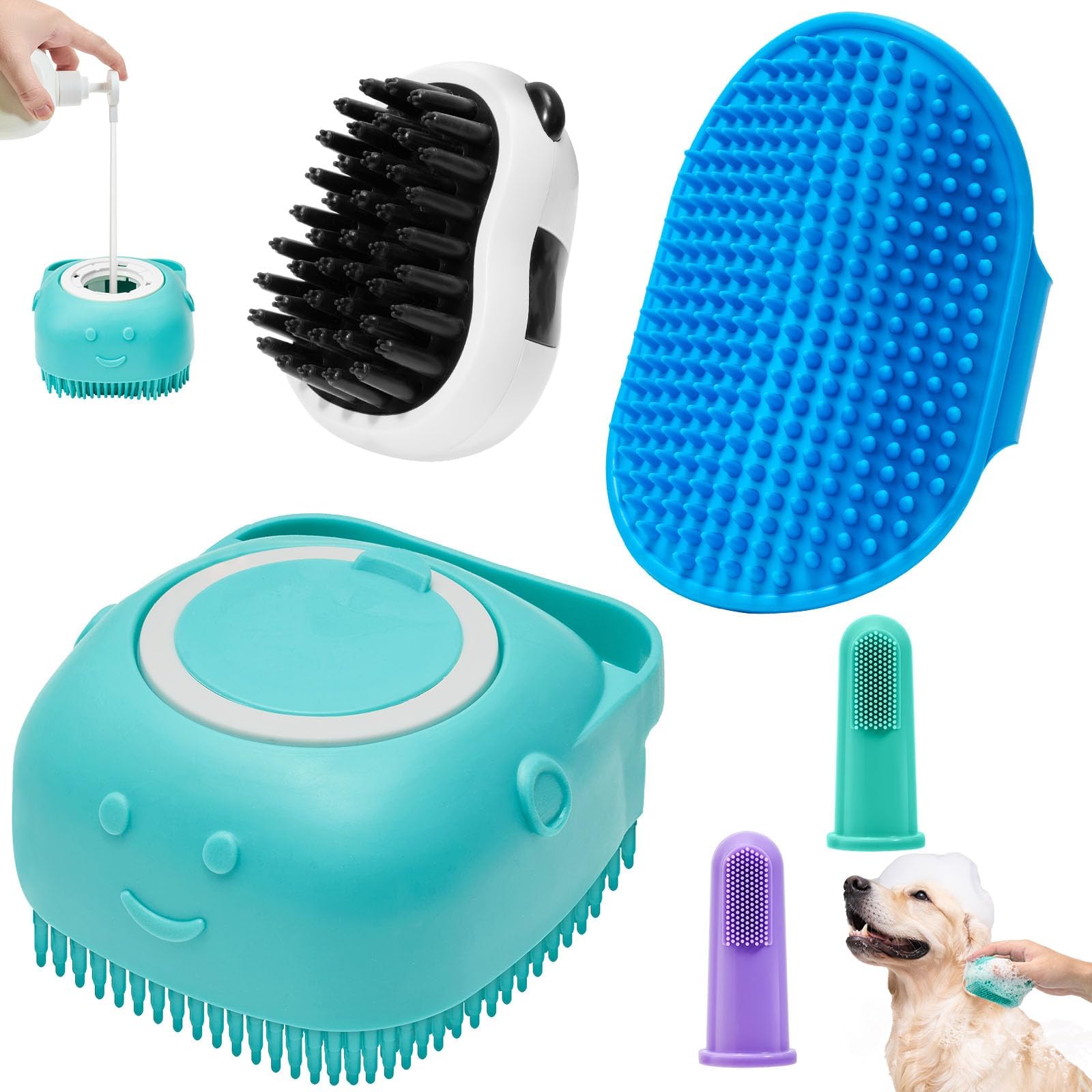 Amazon.com: ROBATUN Dog Bath Brush Pet Massage Shampoo Brush Dog ...