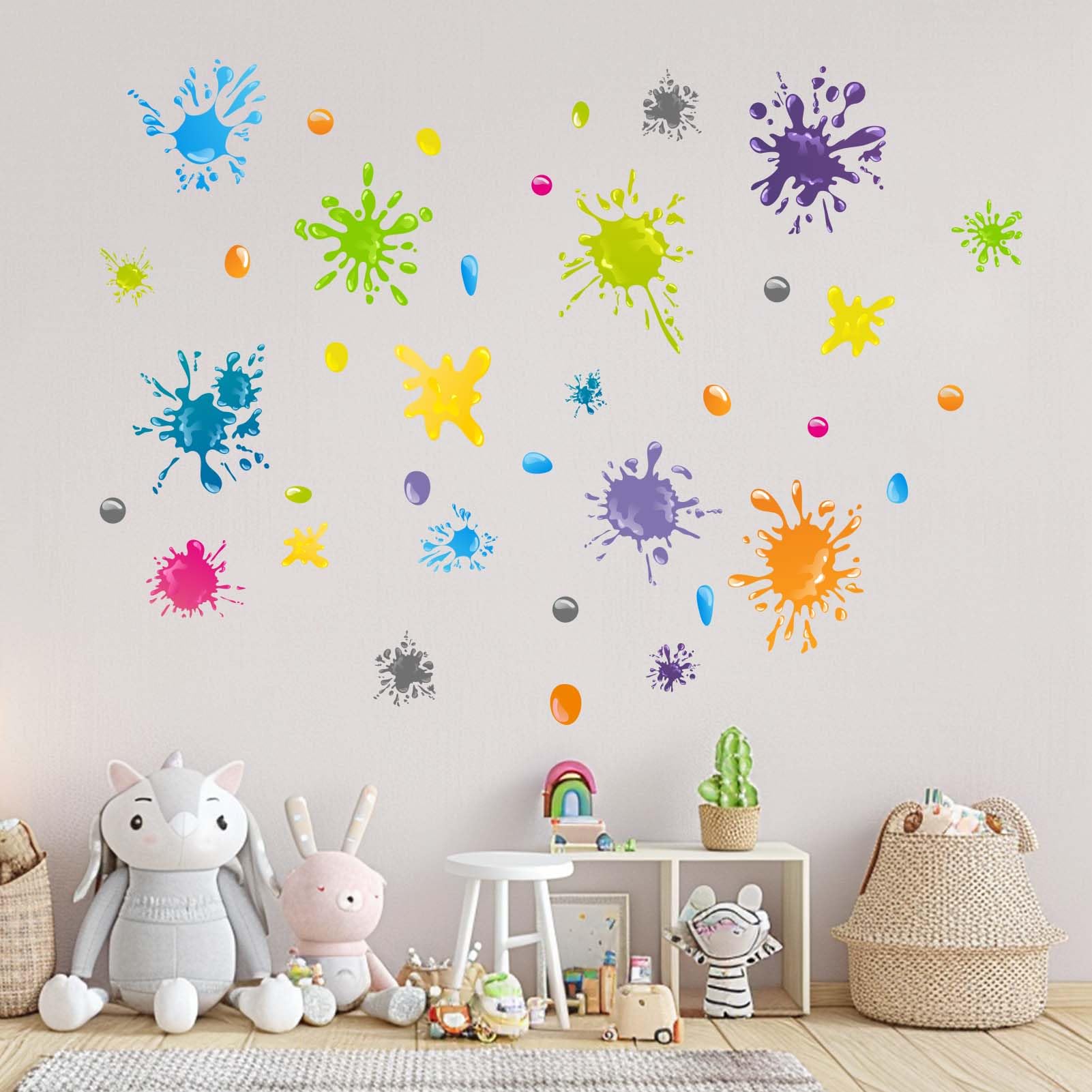 Amazon.com: PinkEleph Colorful Paint Splatter Wall Decals - Classroom ...