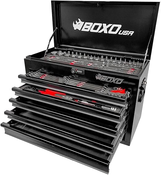 BOXO USA Heavy Duty 26" Toolbox 103 Piece MotoBox Locking Tool Set with ...