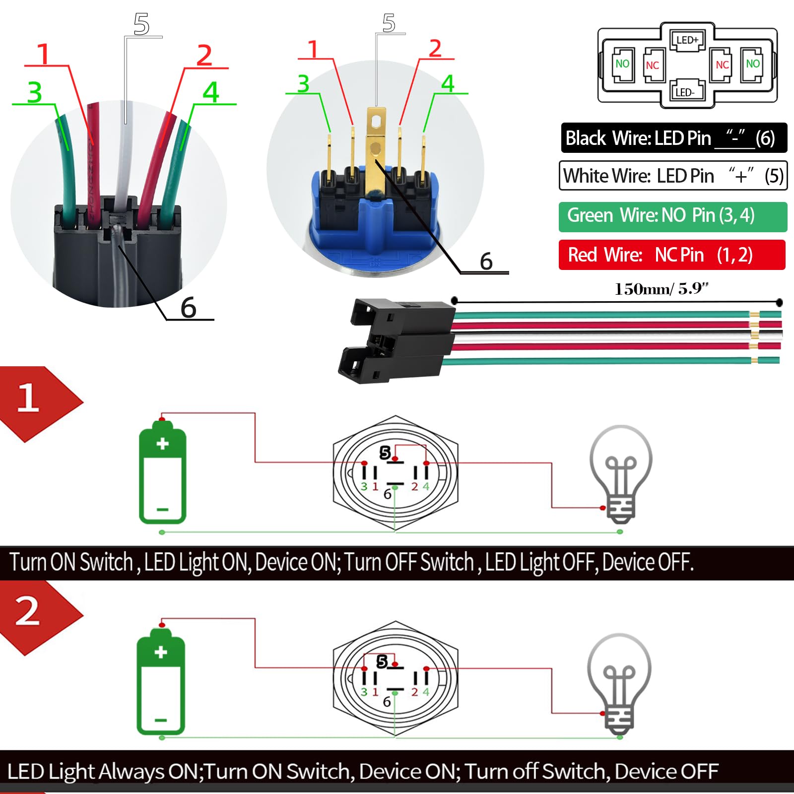 Snapklik.com : UL Certification Latching Push Button Switch 22mm 7/8 ...