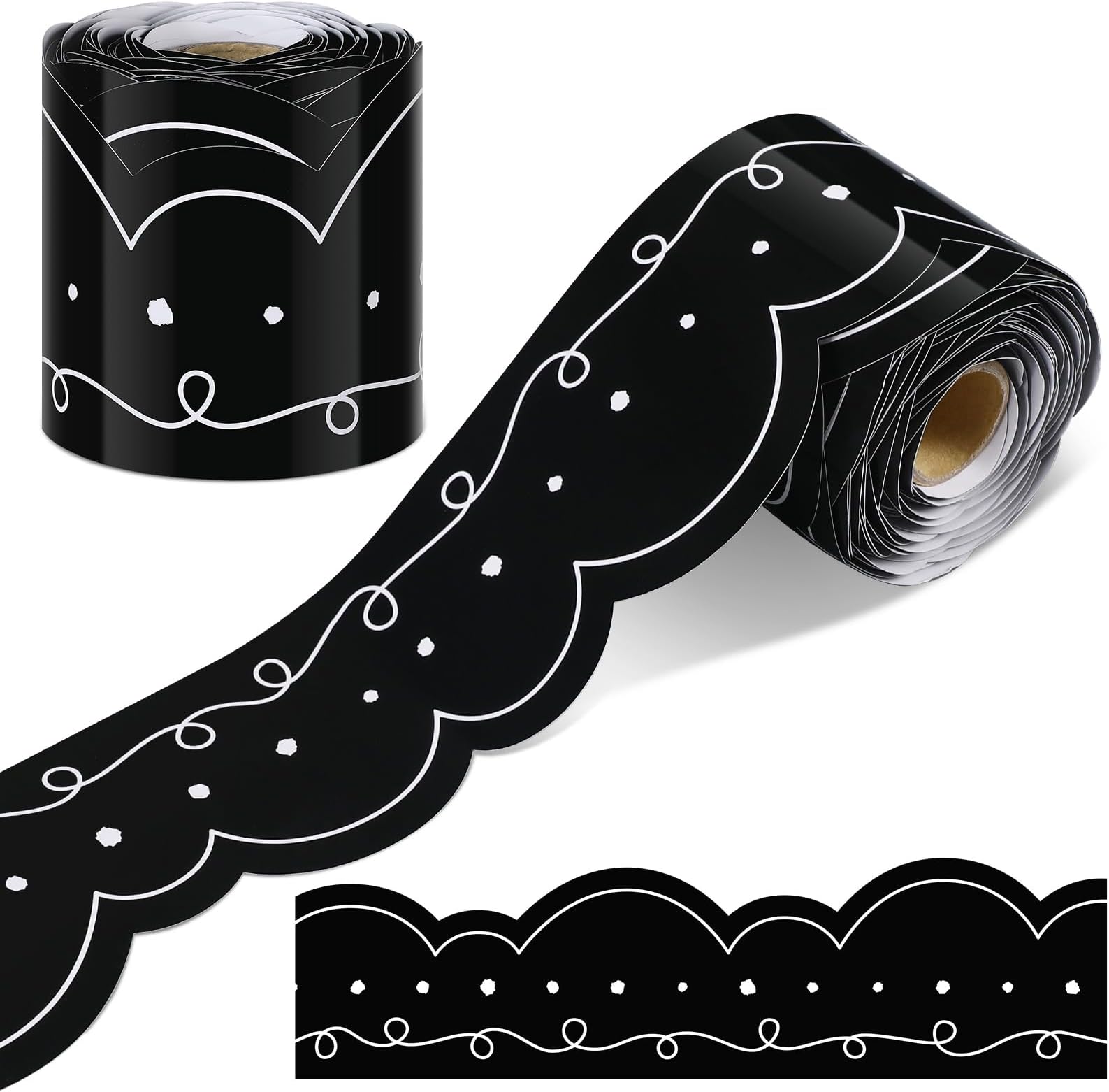 Amazon.com: Black and White Bulletin Board Borders Scalloped Classroom ...