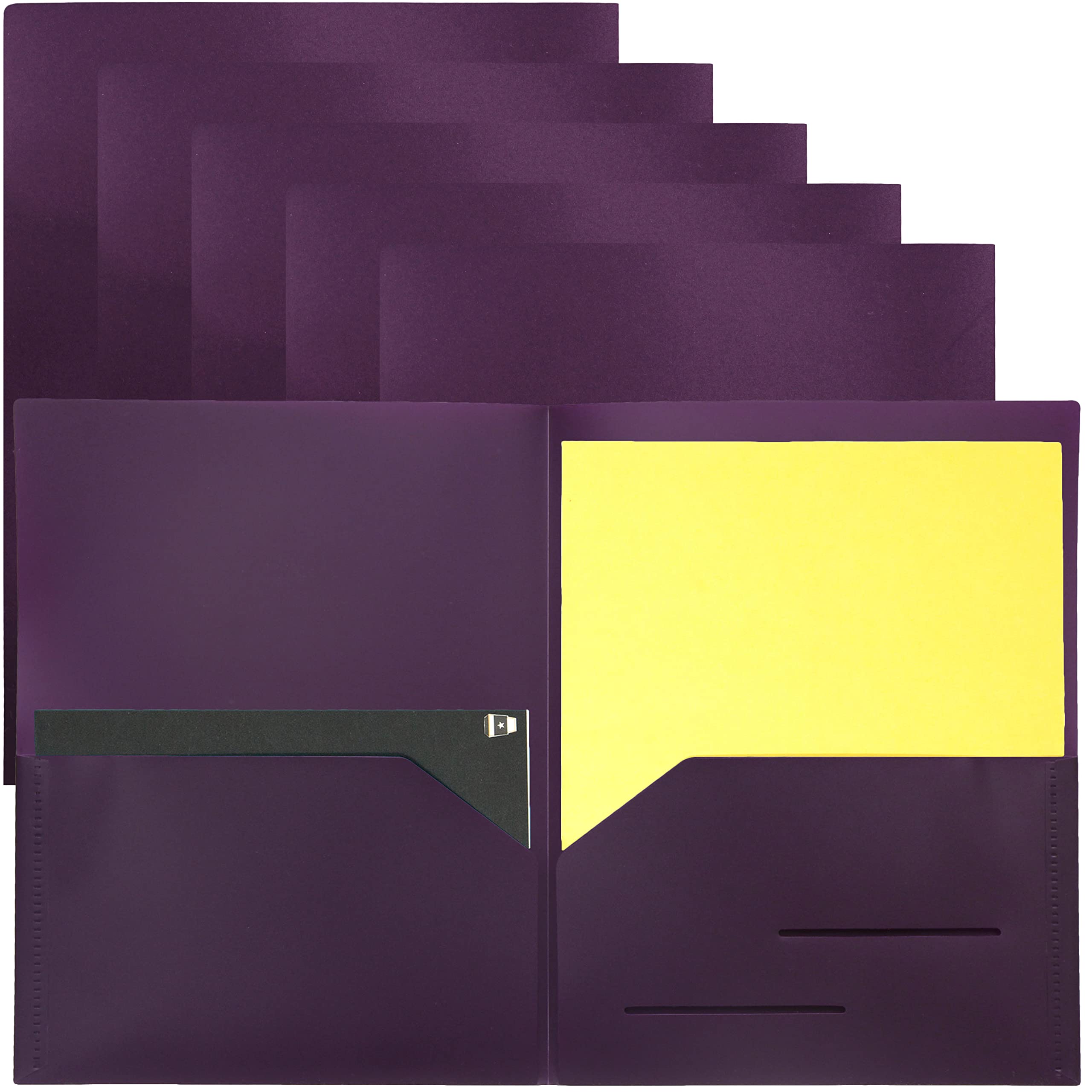 Amazon.com : Youngever 6 Pack Heavy Duty Plastic Two Pocket Folders ...