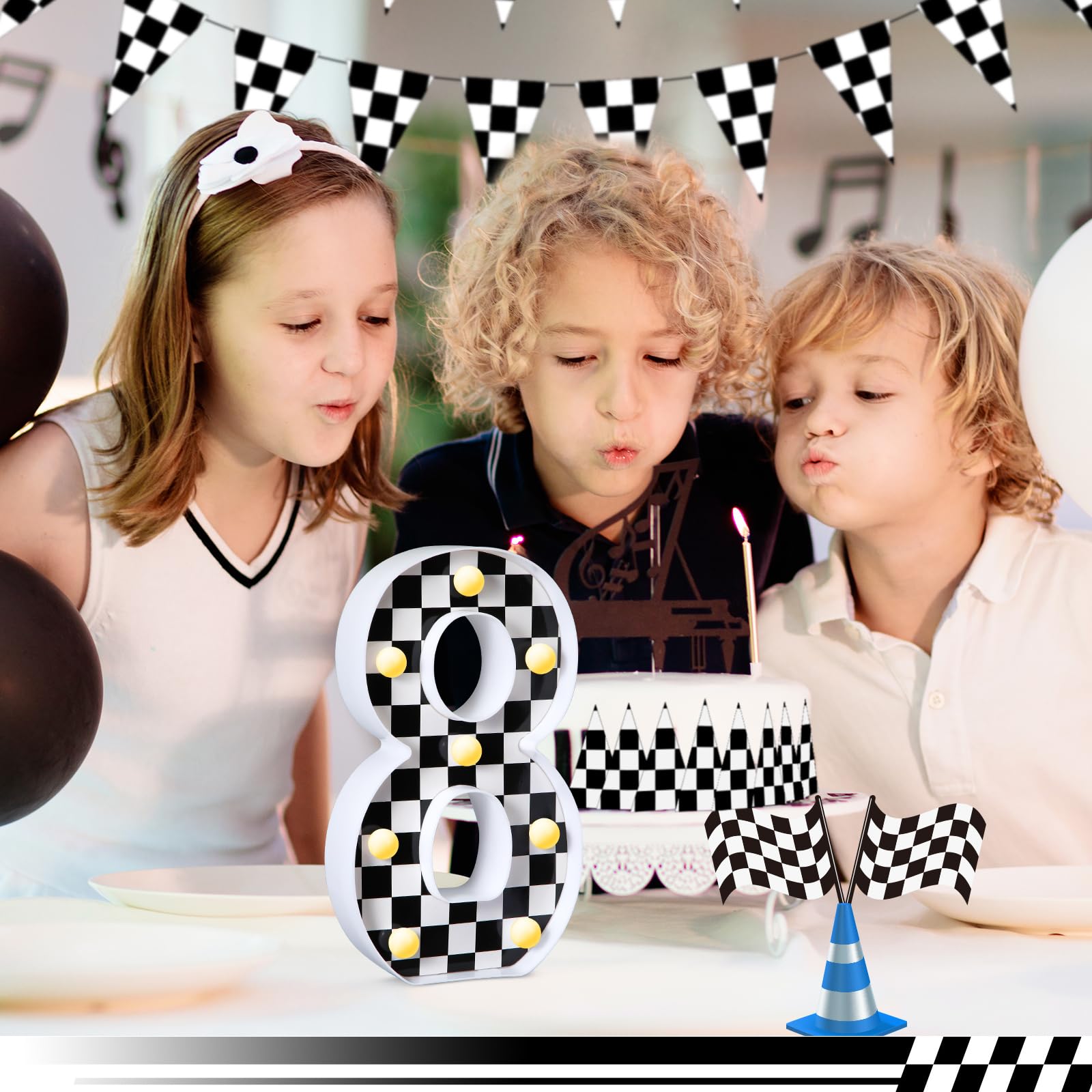 Snapklik.com : Maxcheck Racing Car Light Up Numbers Black And White ...