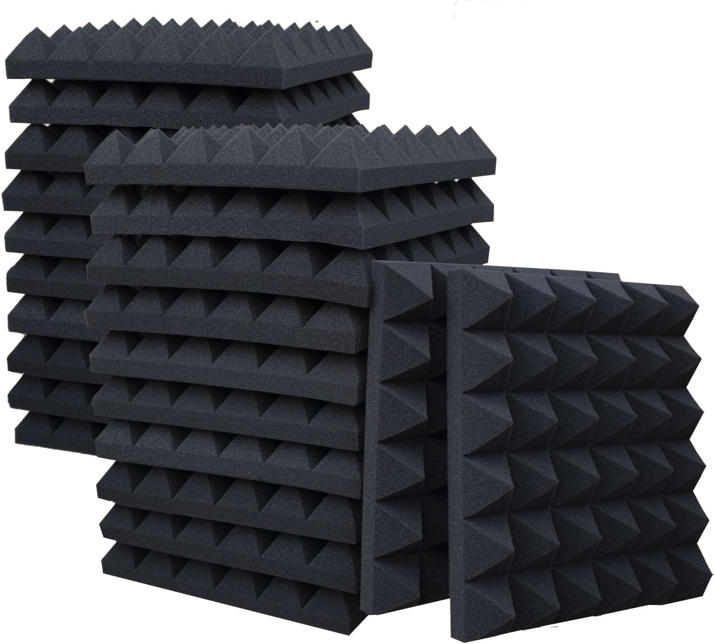 Amazon.com: MDKOI 24 Pack Pyramid Acoustic Foam,12’’x12’’x2’’Black ...
