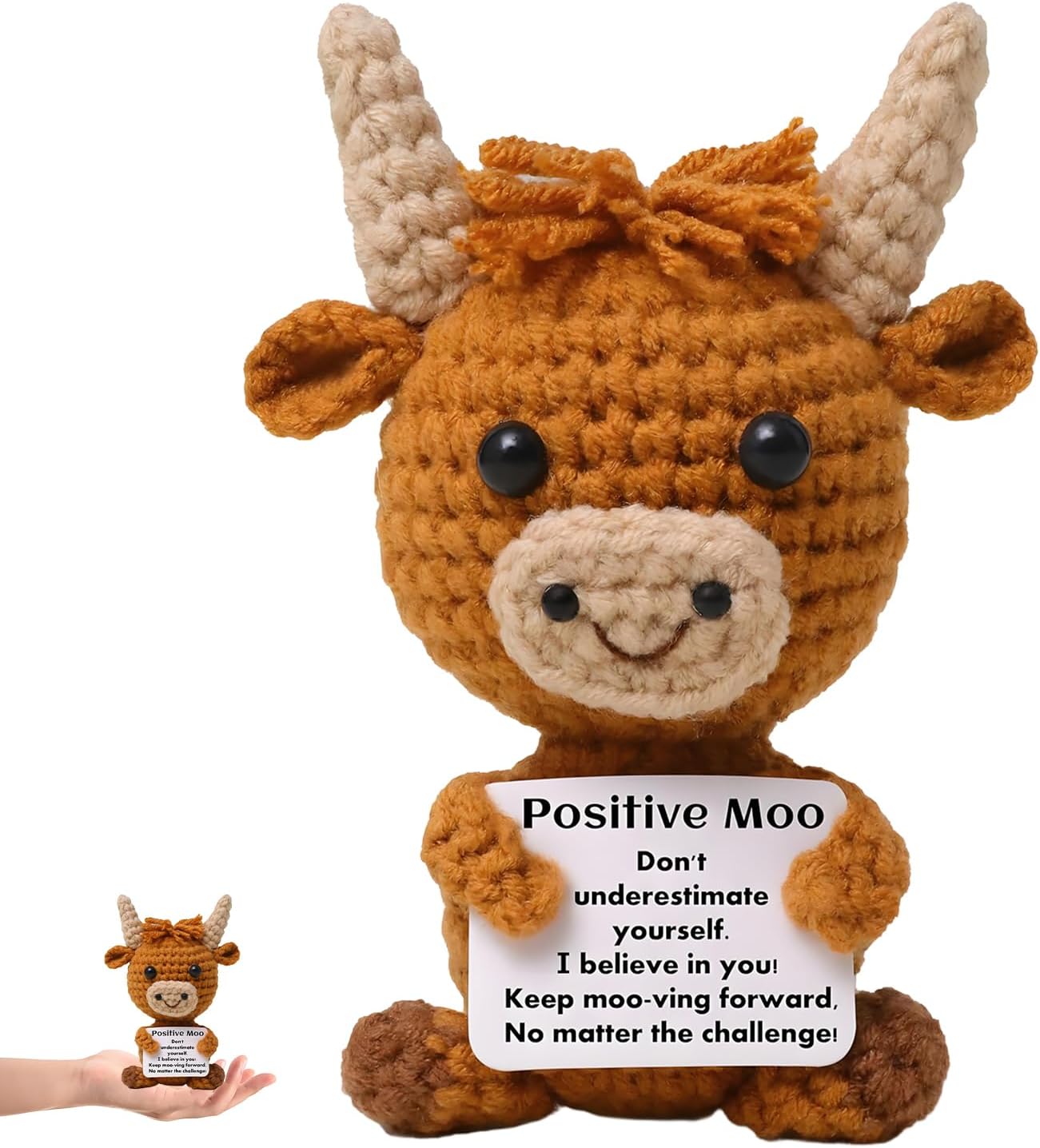 Mini Funny Positive Cow, Positive Crochet Animals With Positive Card ...