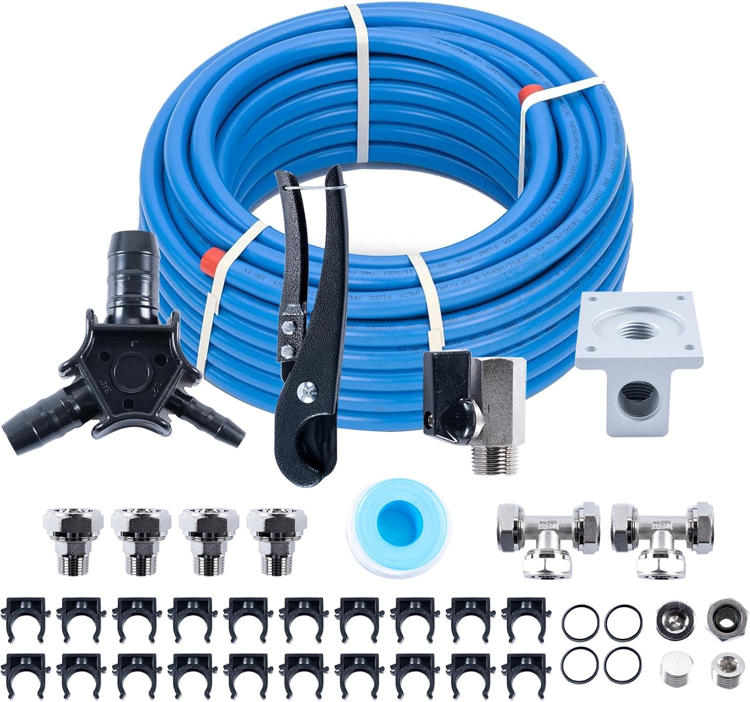 GOMADEIT Compressed Air Line Kit, 3/4" 100 Ft Shop Air Line Kit for ...