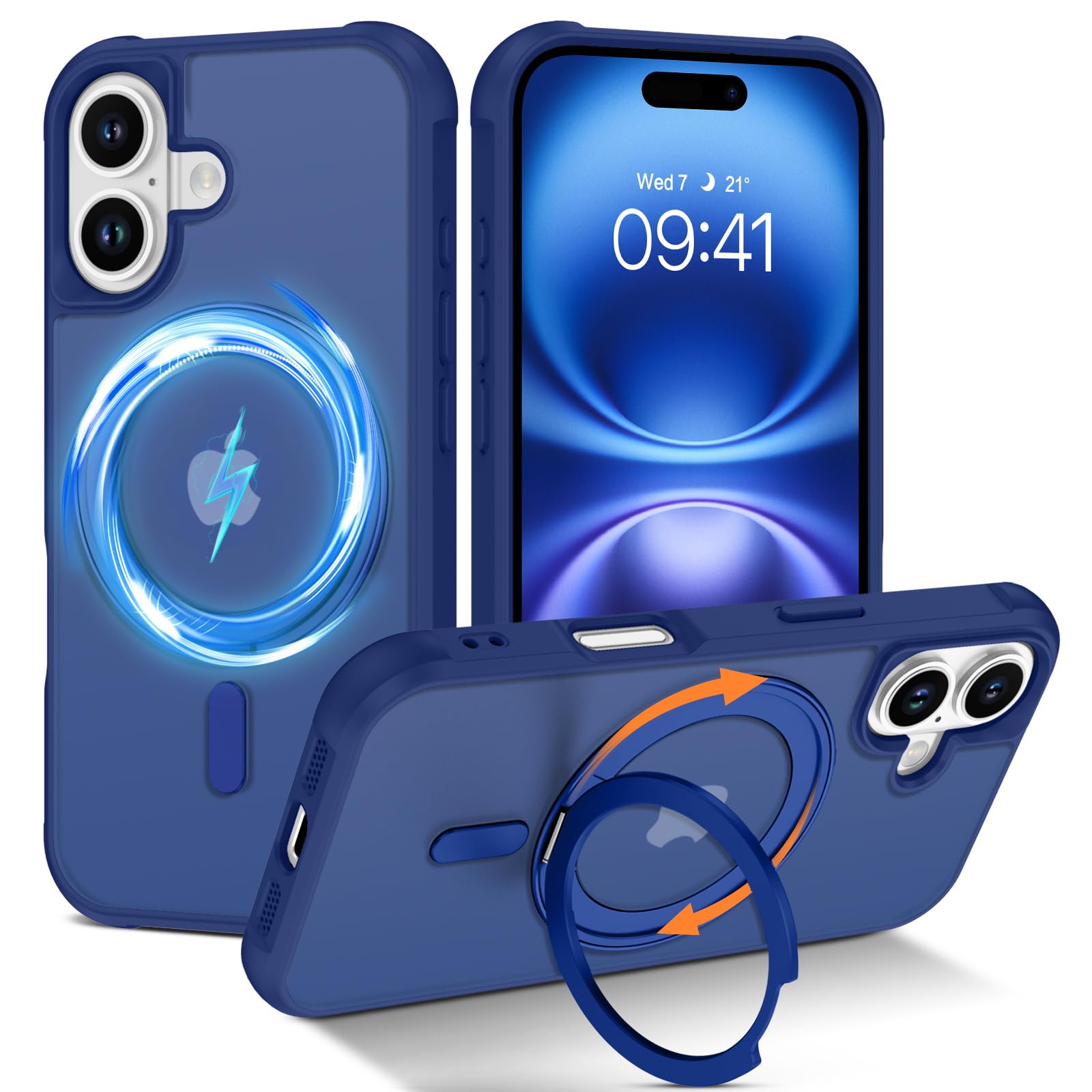 Amazon.com: Telaso Magnetic for iPhone 16 Case, Compatible with Magsafe with 360° Rotatable ...