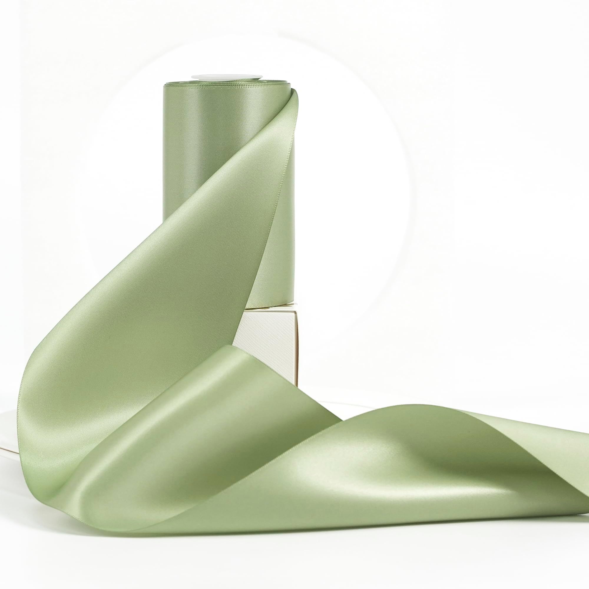 Amazon.com: Mayreel Sage Green Ribbon 4 Inch Wide Double Face Satin ...