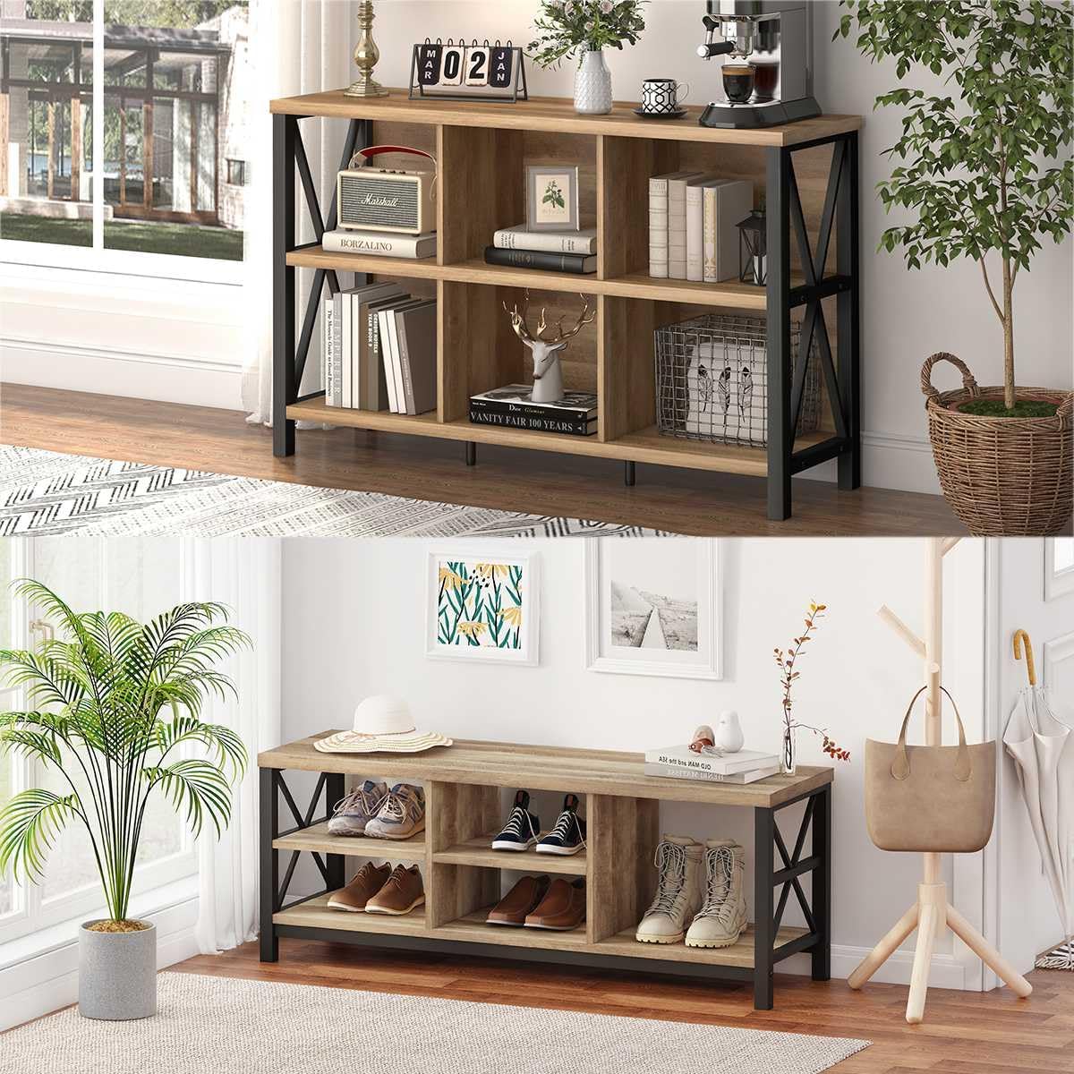 Amazon.com: FATORRI 6 Cube Storage Organizer and Shoe Bench for ...