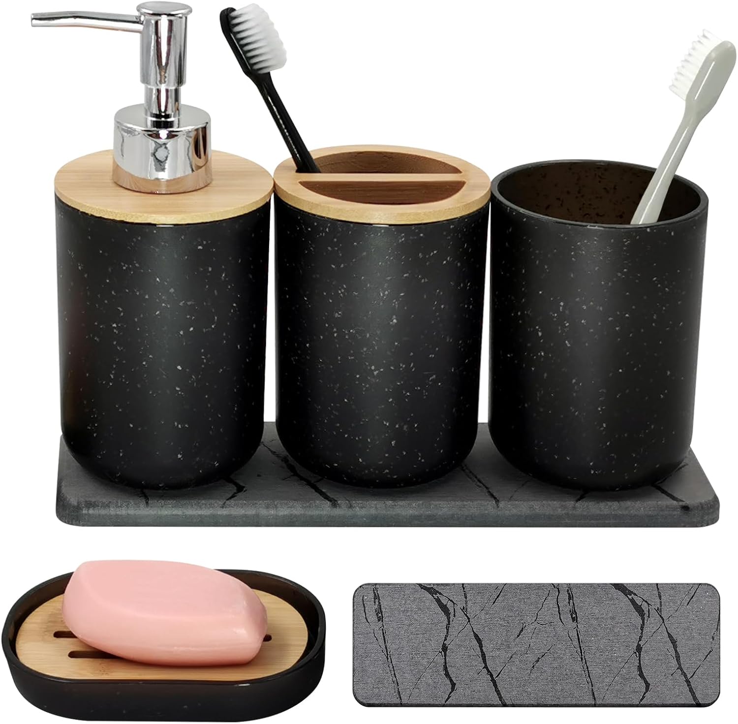 Amazon.com: Daily Treasures Bathroom Accessories Set, 5 Piece Premium ...