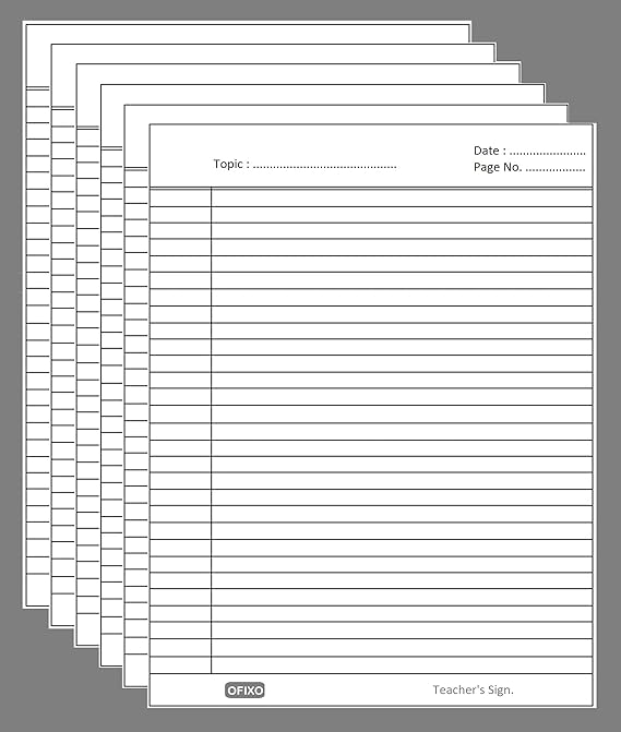 OFIXO A4 Size Both Side Ruled Sheet for Project/Practical/Homework ...