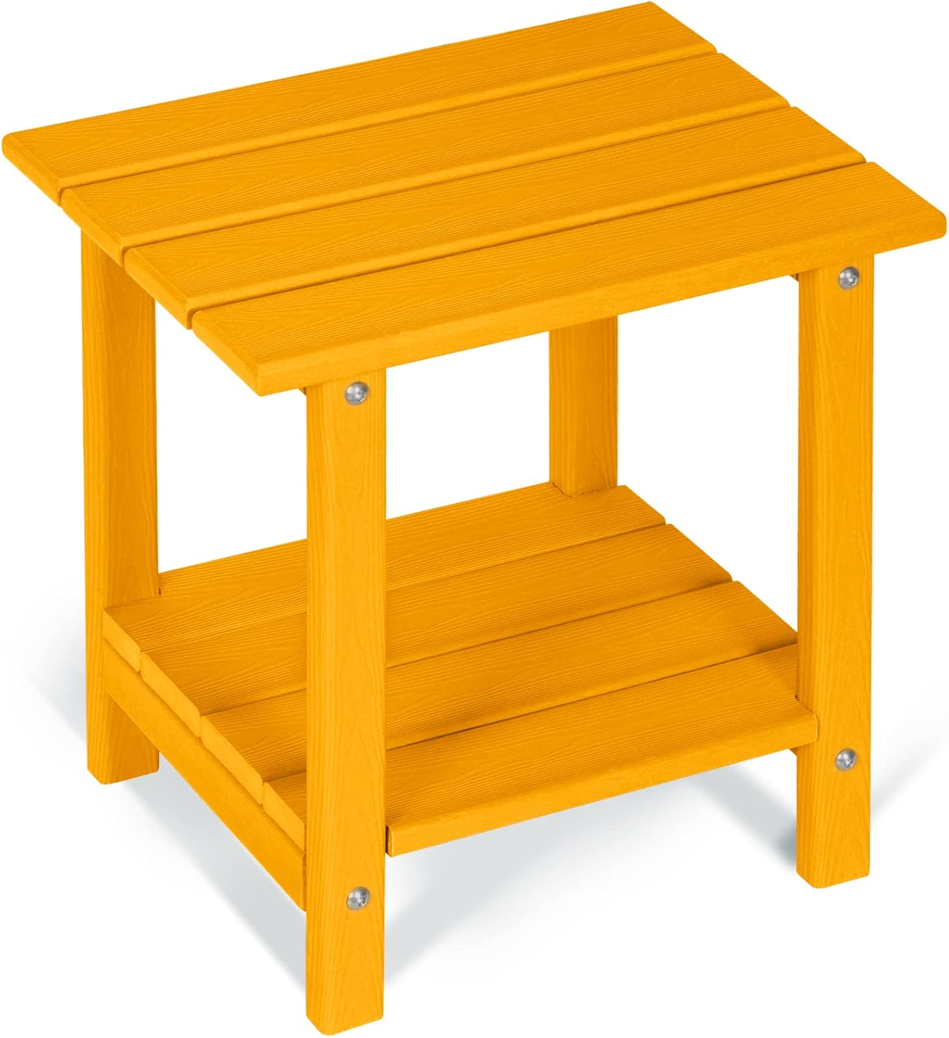 Amazon.com: LOENIY 2 Tier Outdoor Side Table with Wood-Like Grain, 16.6 ...