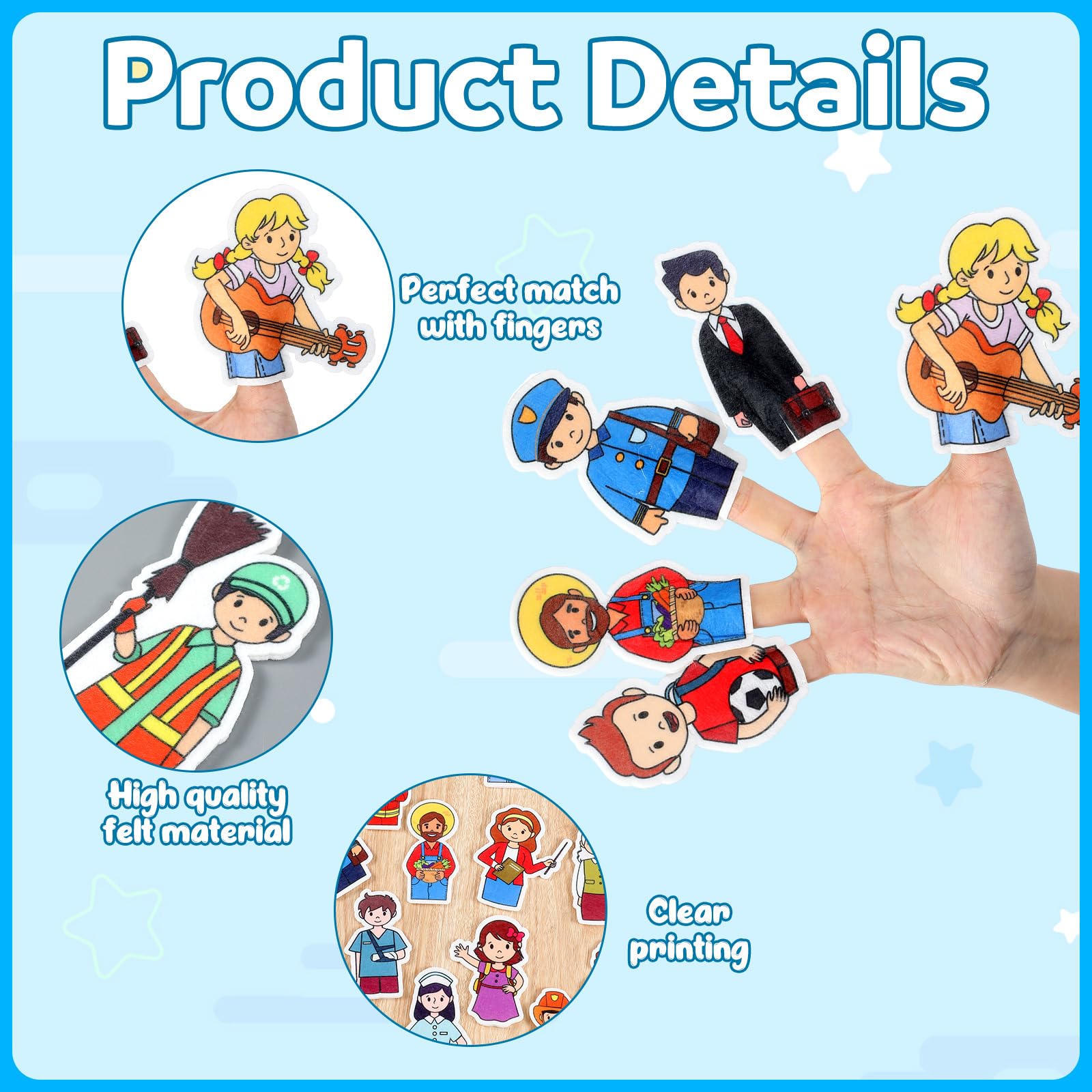 Snapklik.com : 28 Pcs Community Helpers Finger Puppets Pretend Toys ...