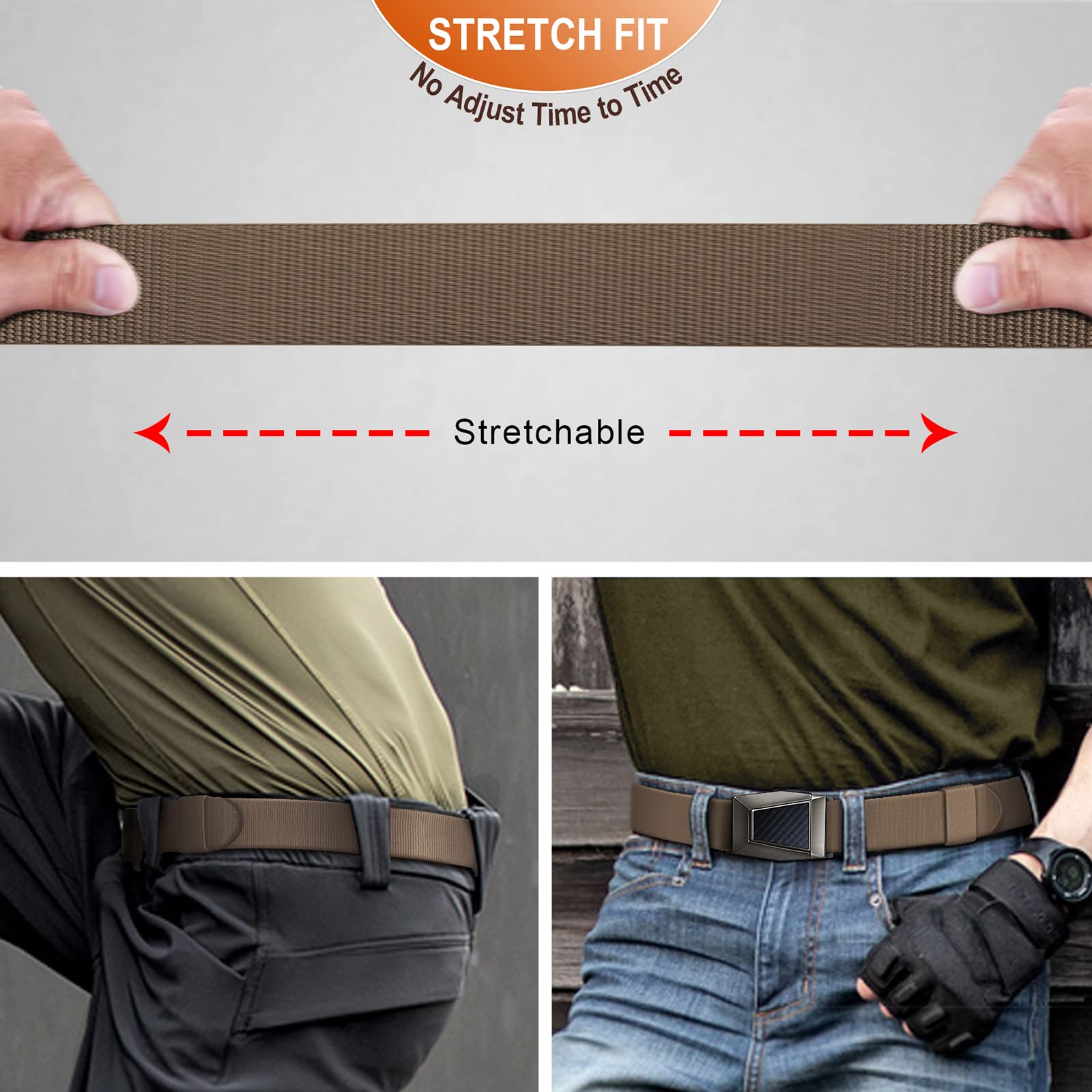 Snapklik.com : BULLIANT Tactical Belt For Men, Men Stretch Nylon Web Gift Belt 1.5-Hiking Rigger ...