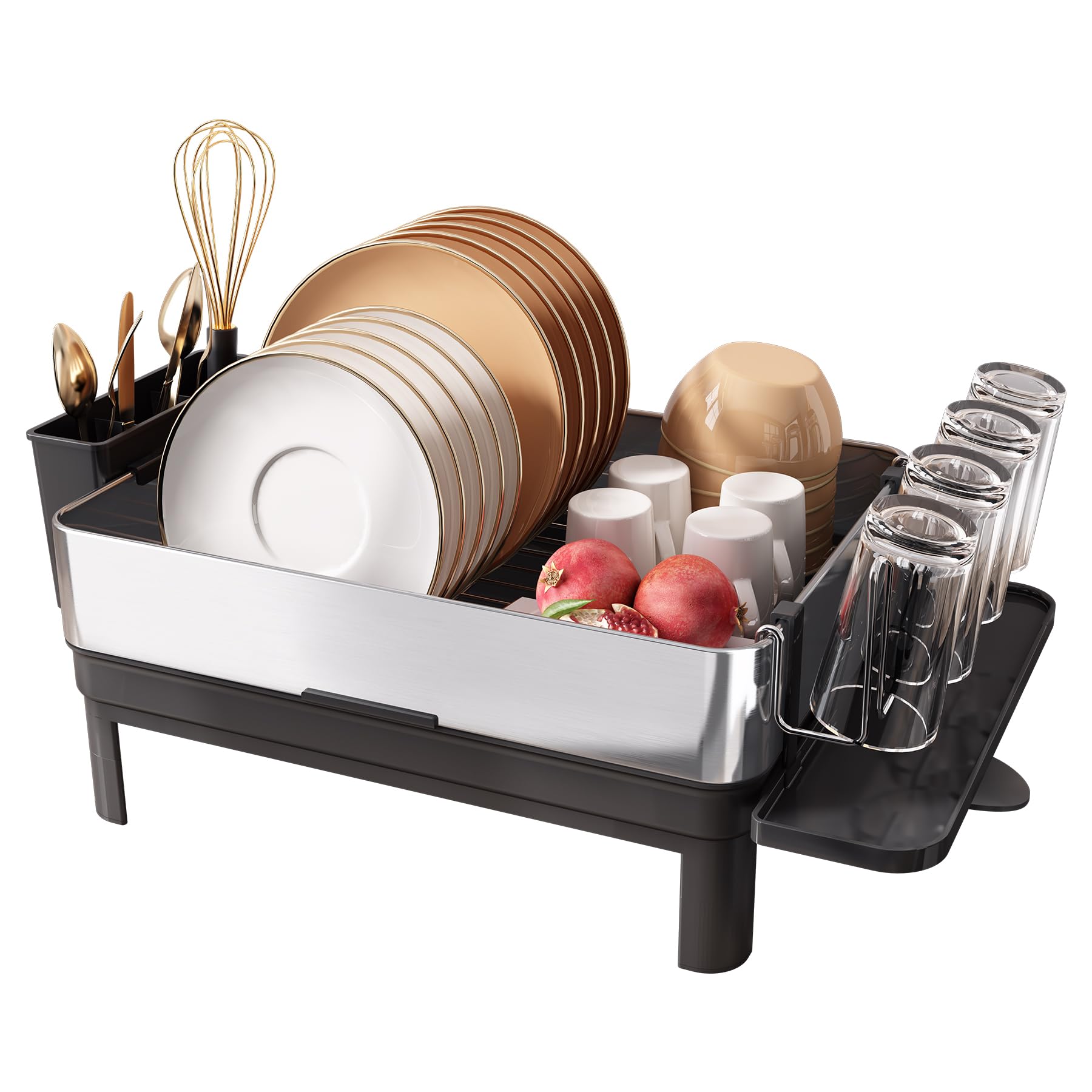 romision Dish Drainer Rack with Drip Tray, 304 Stainless Steel Large ...